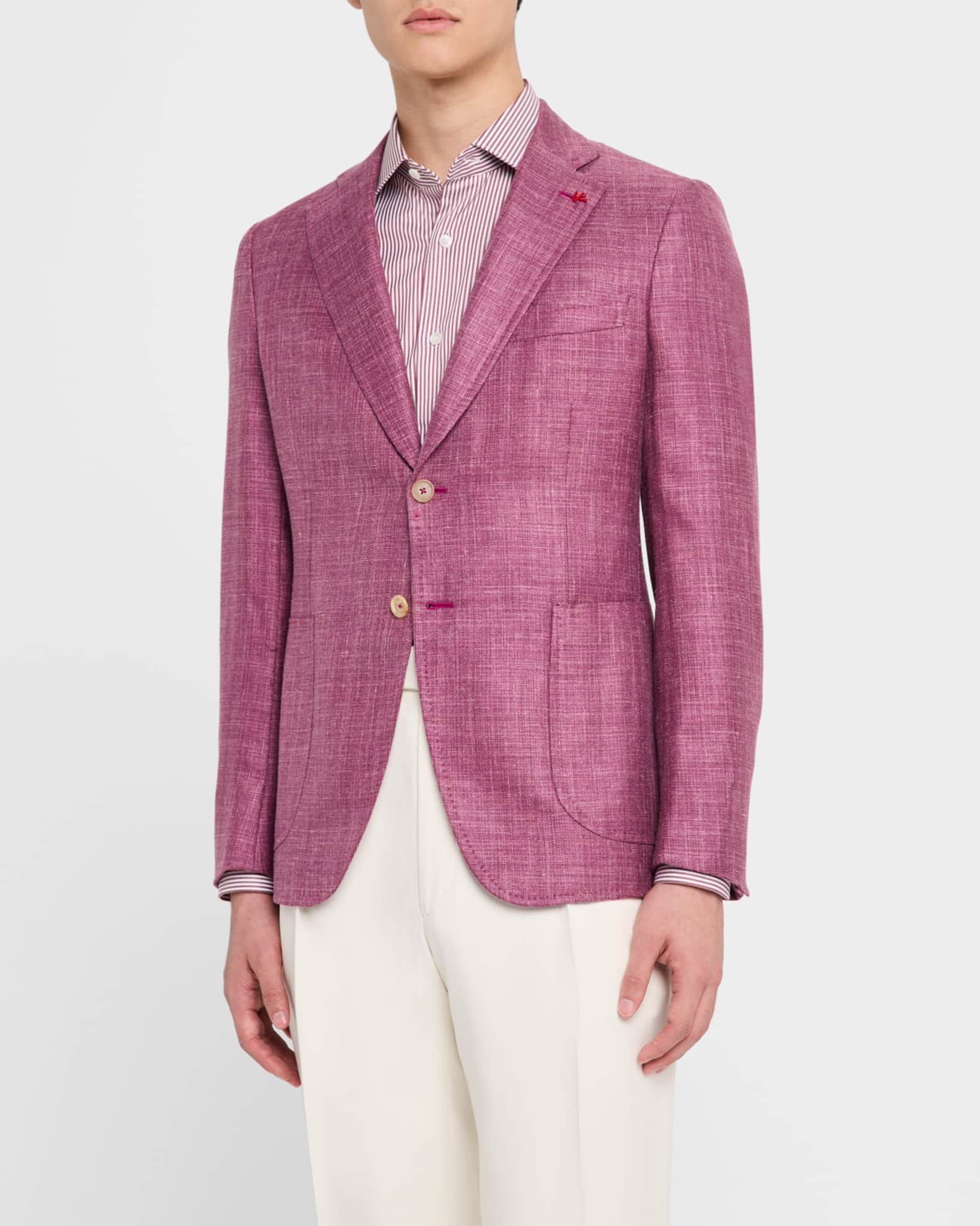 Isaia Men's Textured Wool-Blend Blazer | Neiman Marcus