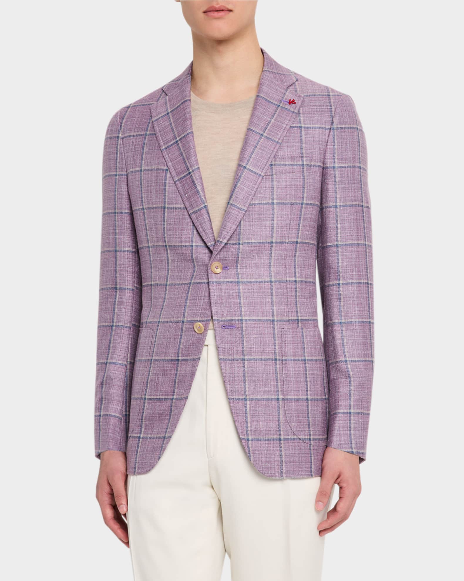 Isaia Men's Windowpane Sport Coat | Neiman Marcus