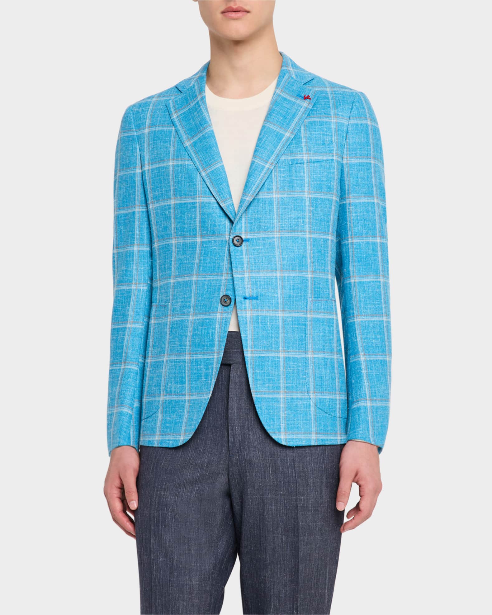 Isaia Men's Windowpane Sport Coat | Neiman Marcus