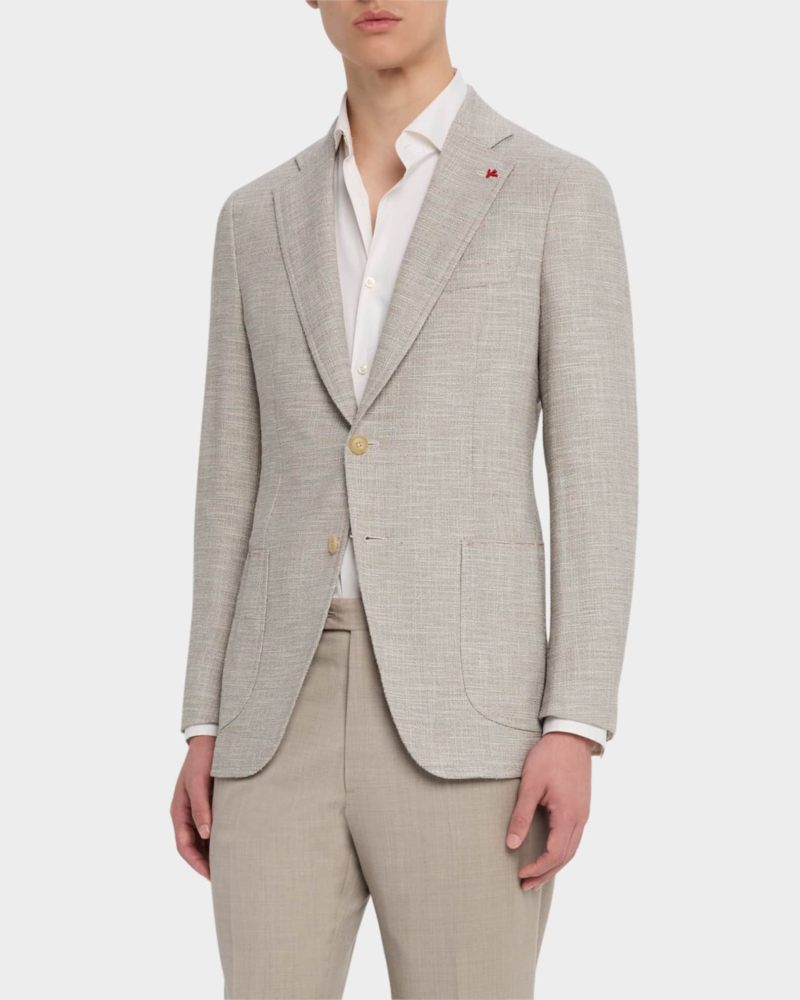 Isaia Men's Textured Wool-Blend Blazer | Neiman Marcus
