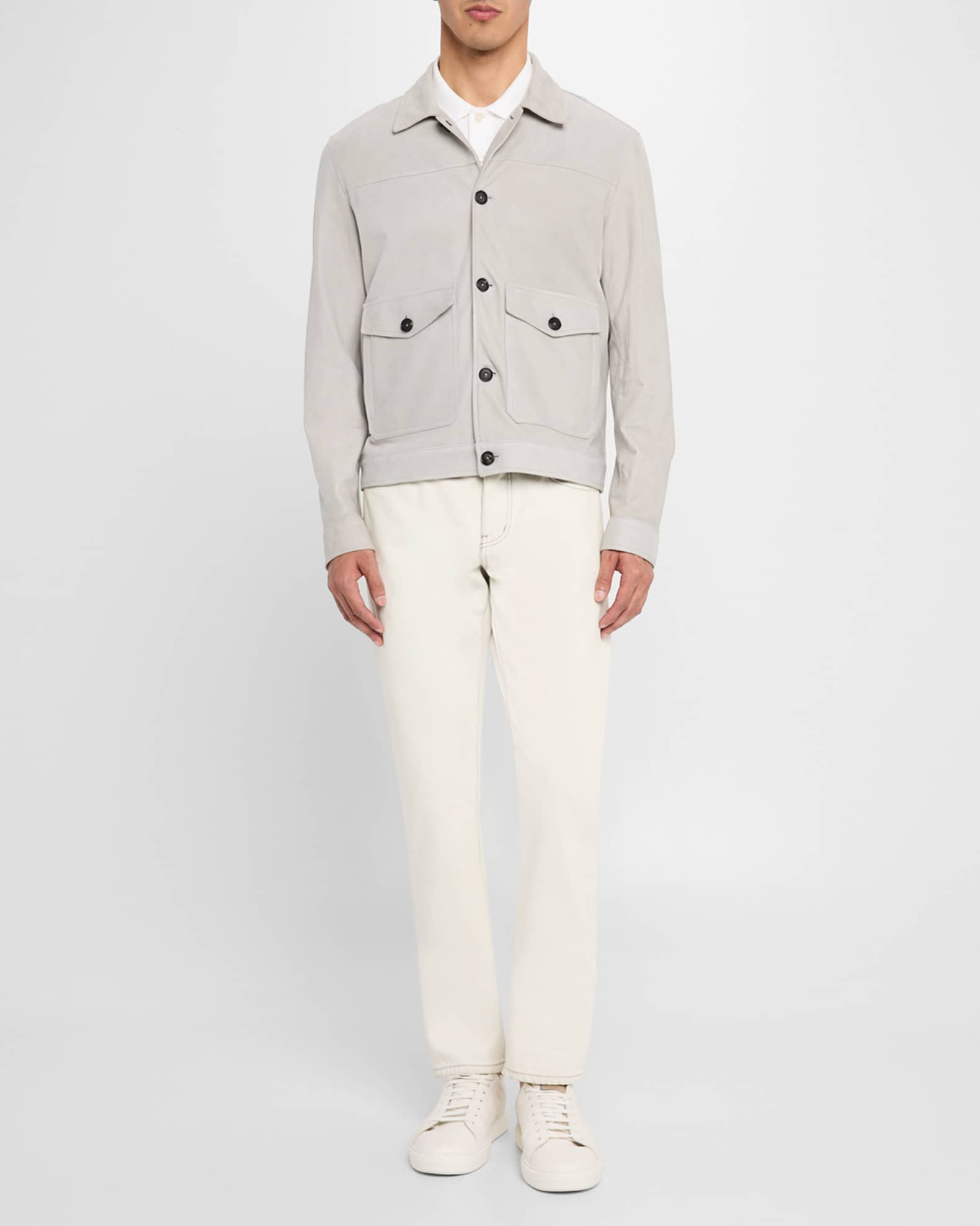 Isaia Men's Suede Button-Front Blouson | Neiman Marcus