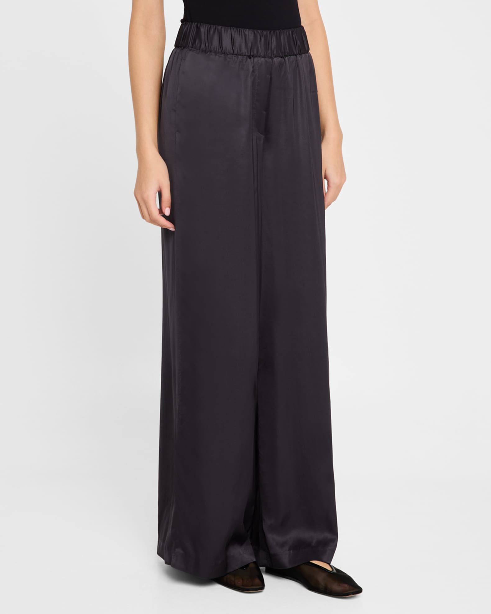 Peserico Ruched Wide-Leg Viscose Pants | Neiman Marcus