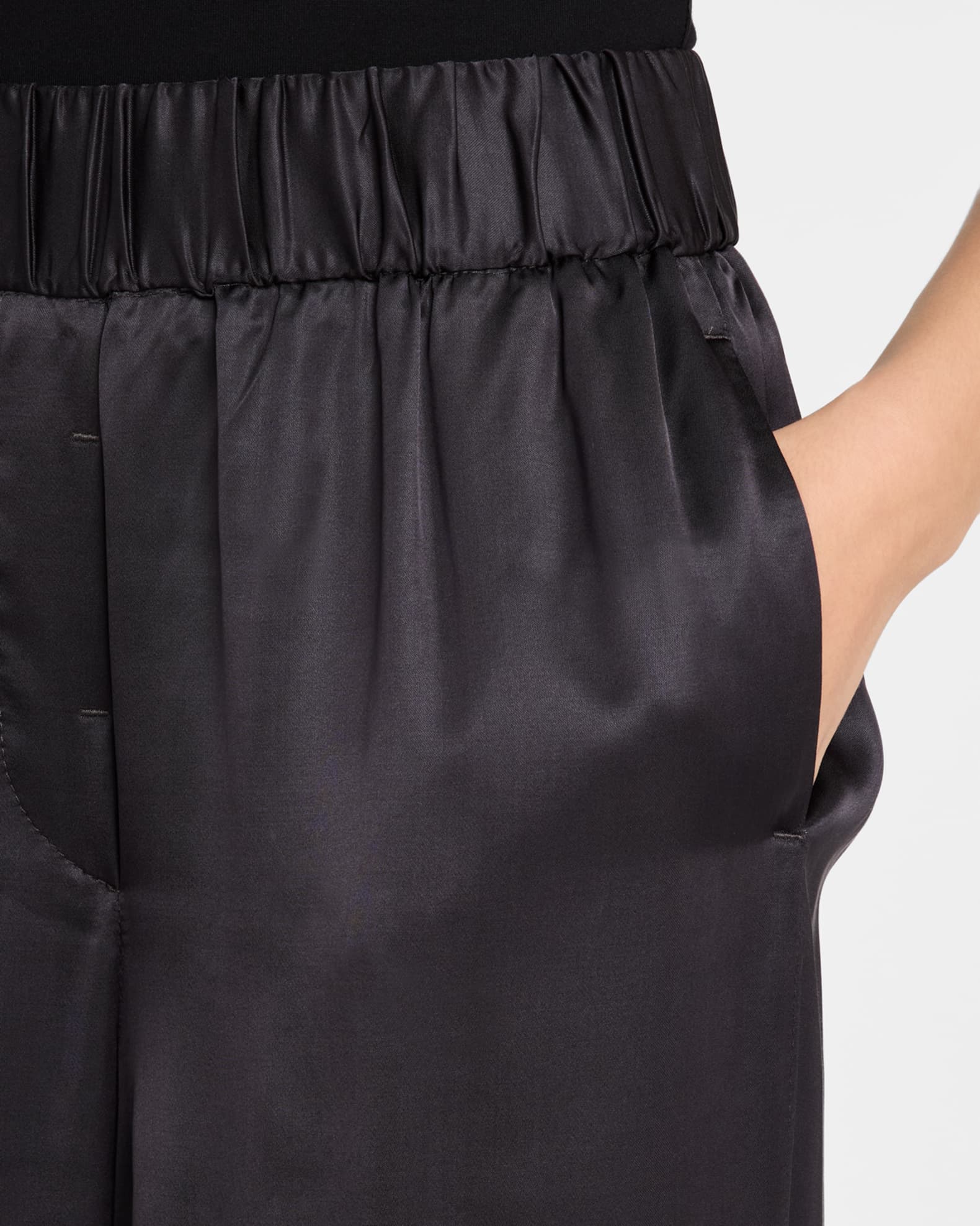 Peserico Ruched Wide-Leg Viscose Pants | Neiman Marcus