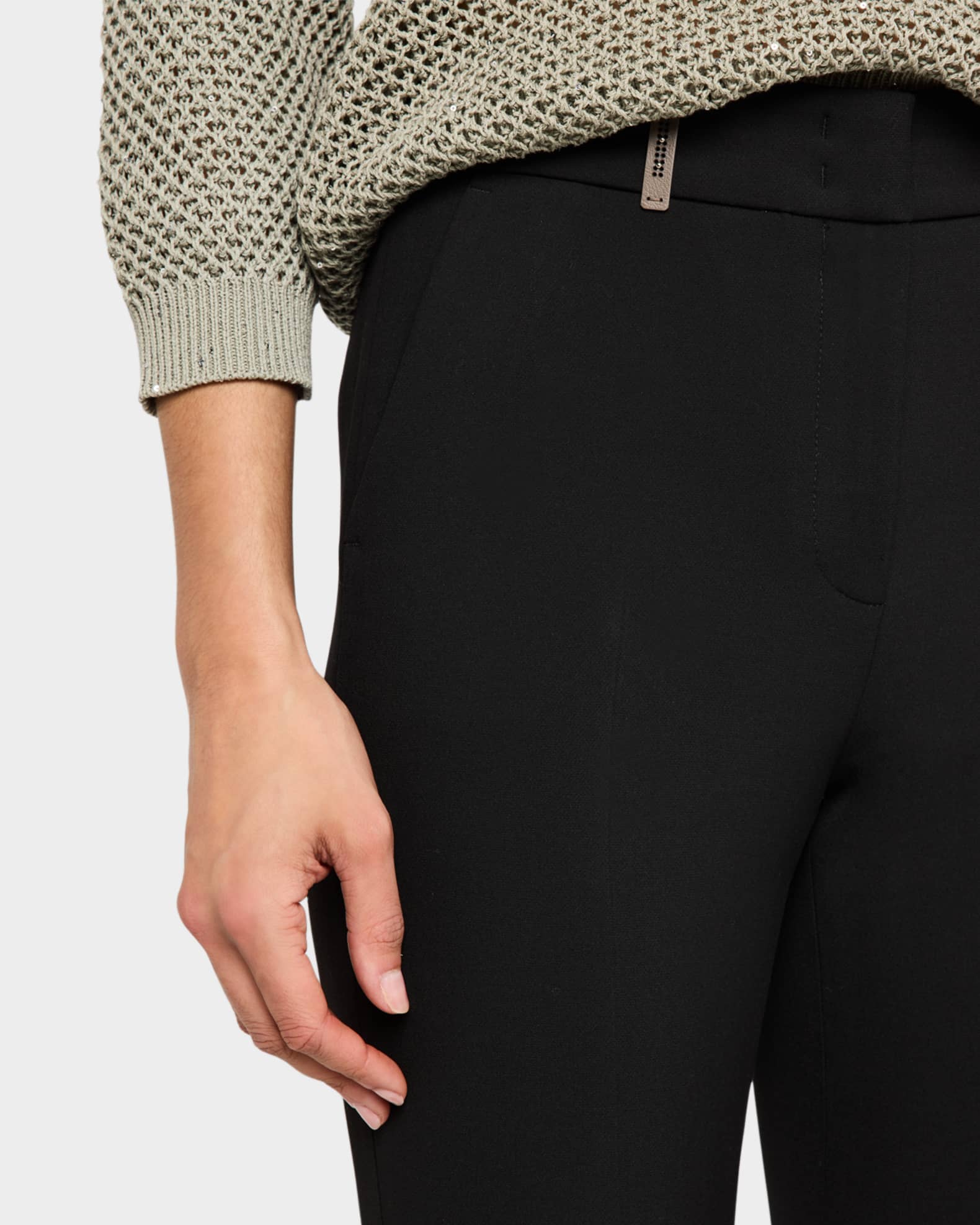 Peserico Cropped Side-Slit Pants | Neiman Marcus