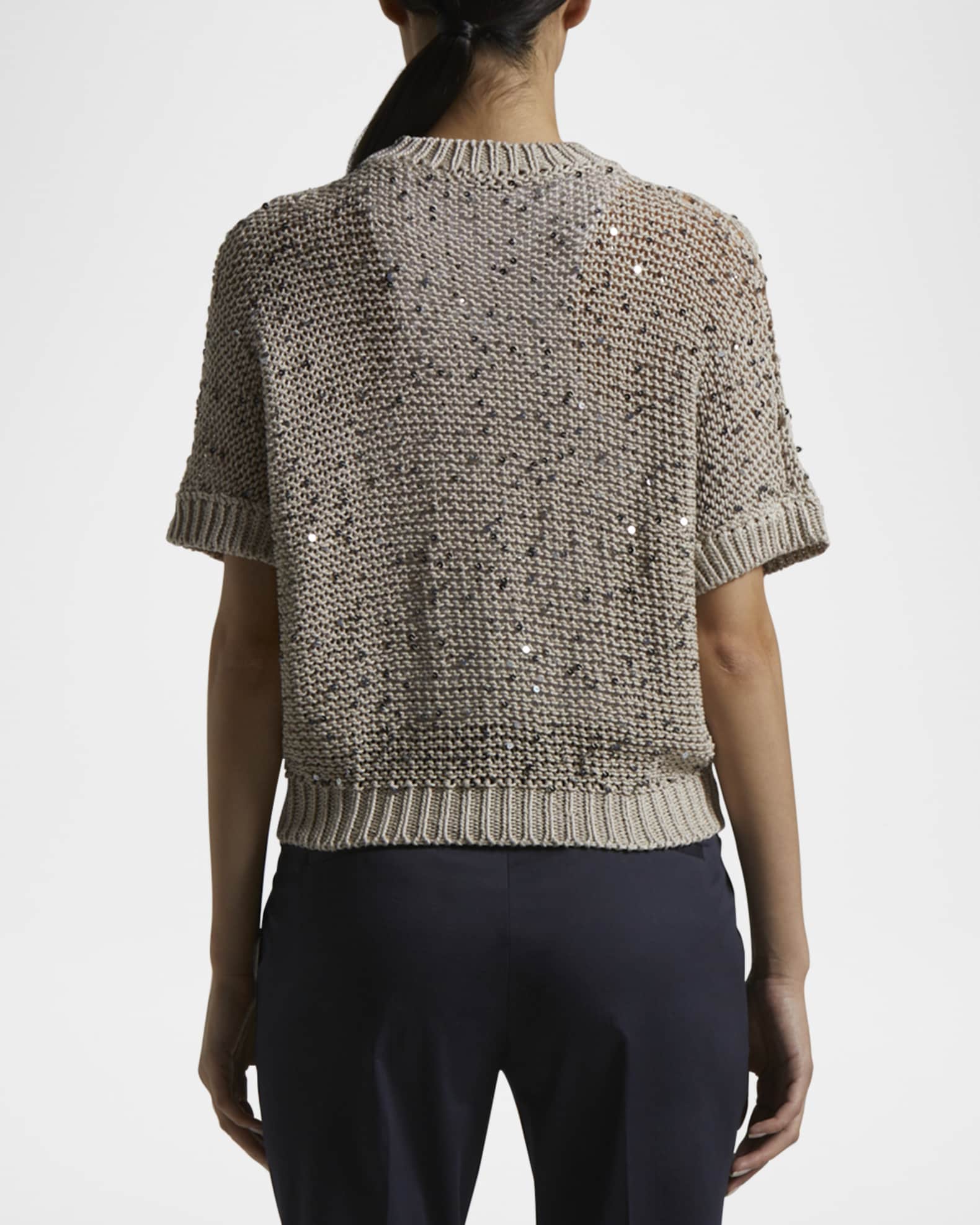 Peserico Open-Knit Sequin Sweater | Neiman Marcus