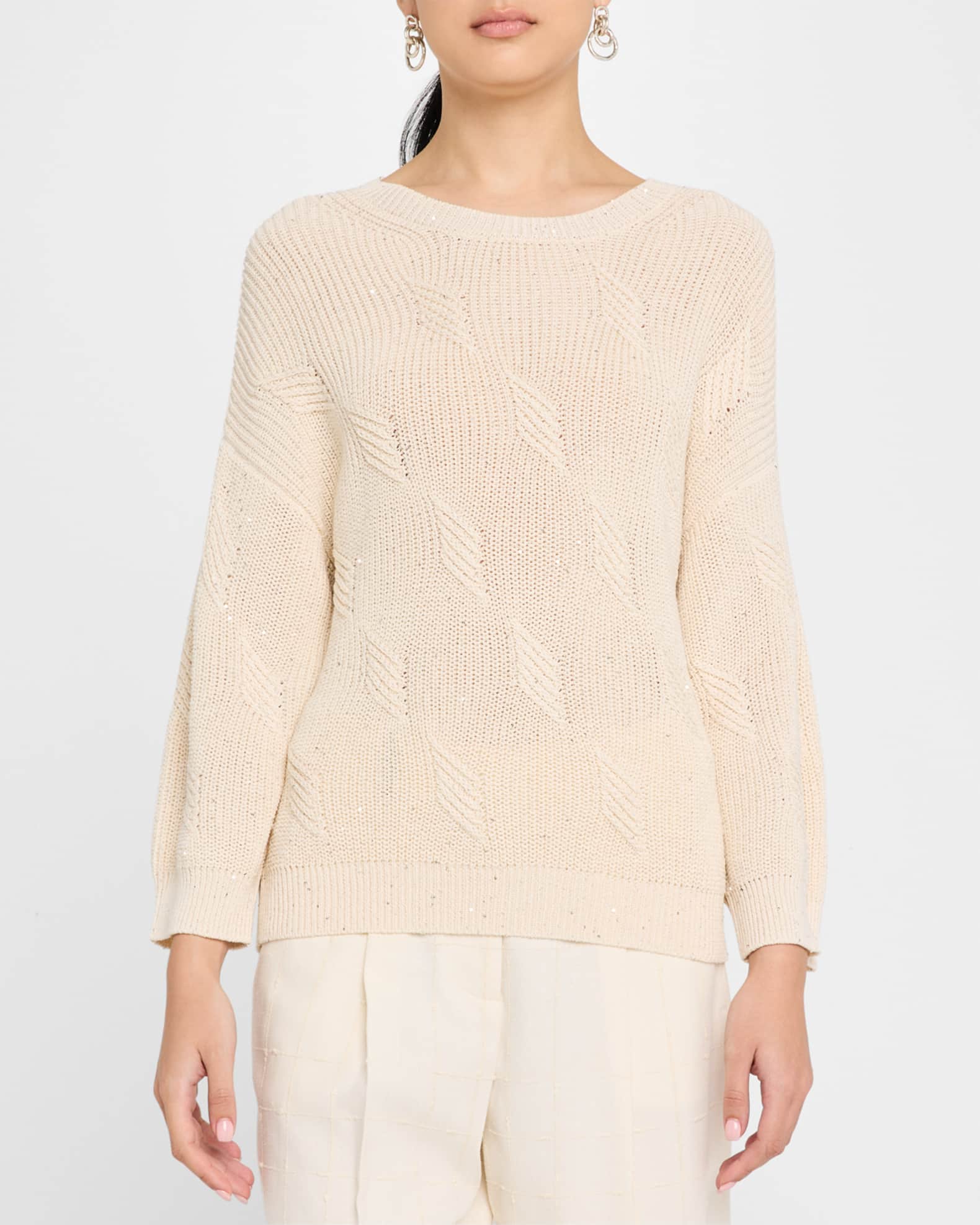 Peserico Textured Sequin Rib Knit Sweater | Neiman Marcus
