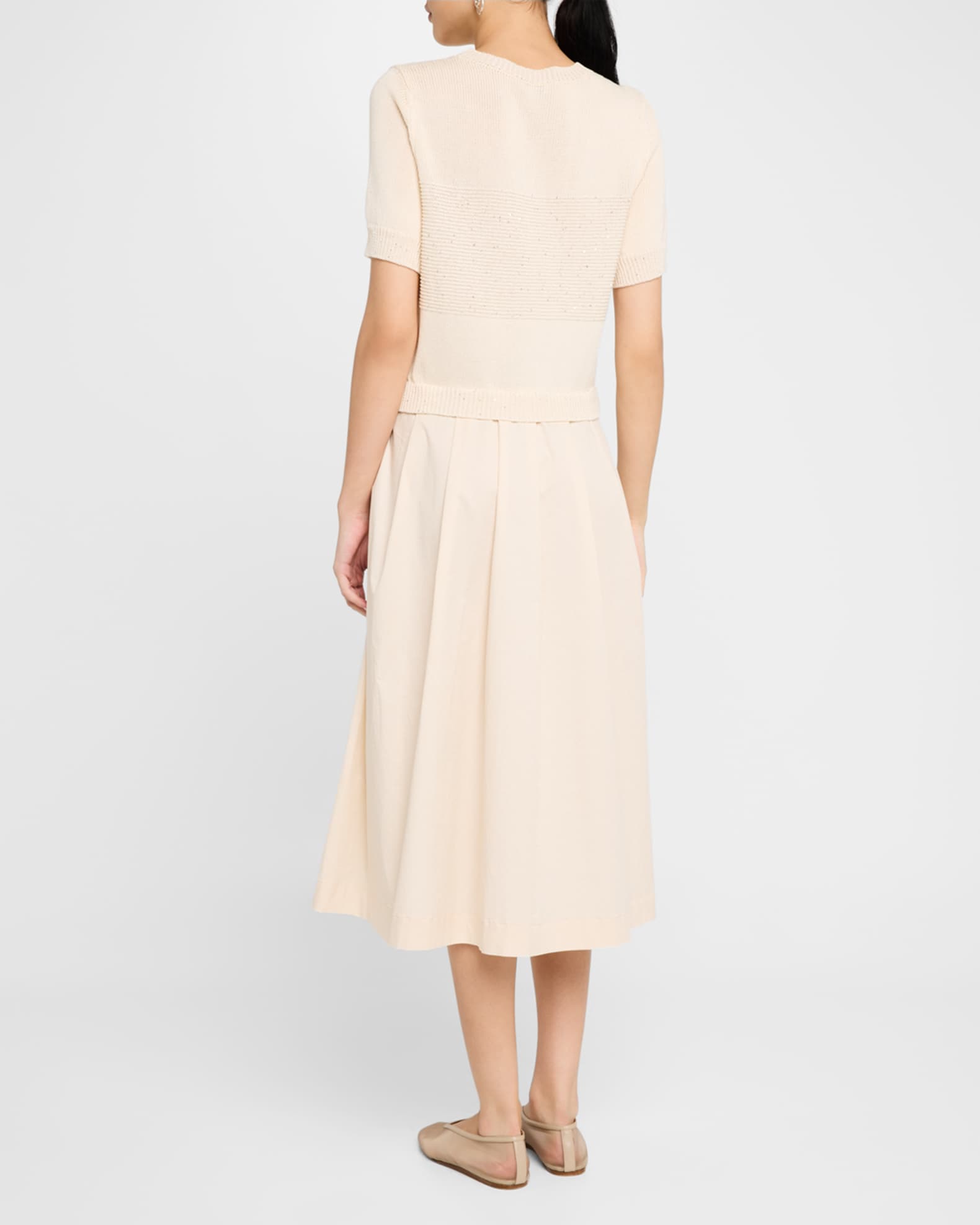 Peserico Mixed Media Sequin-Embellished Midi Dress | Neiman Marcus