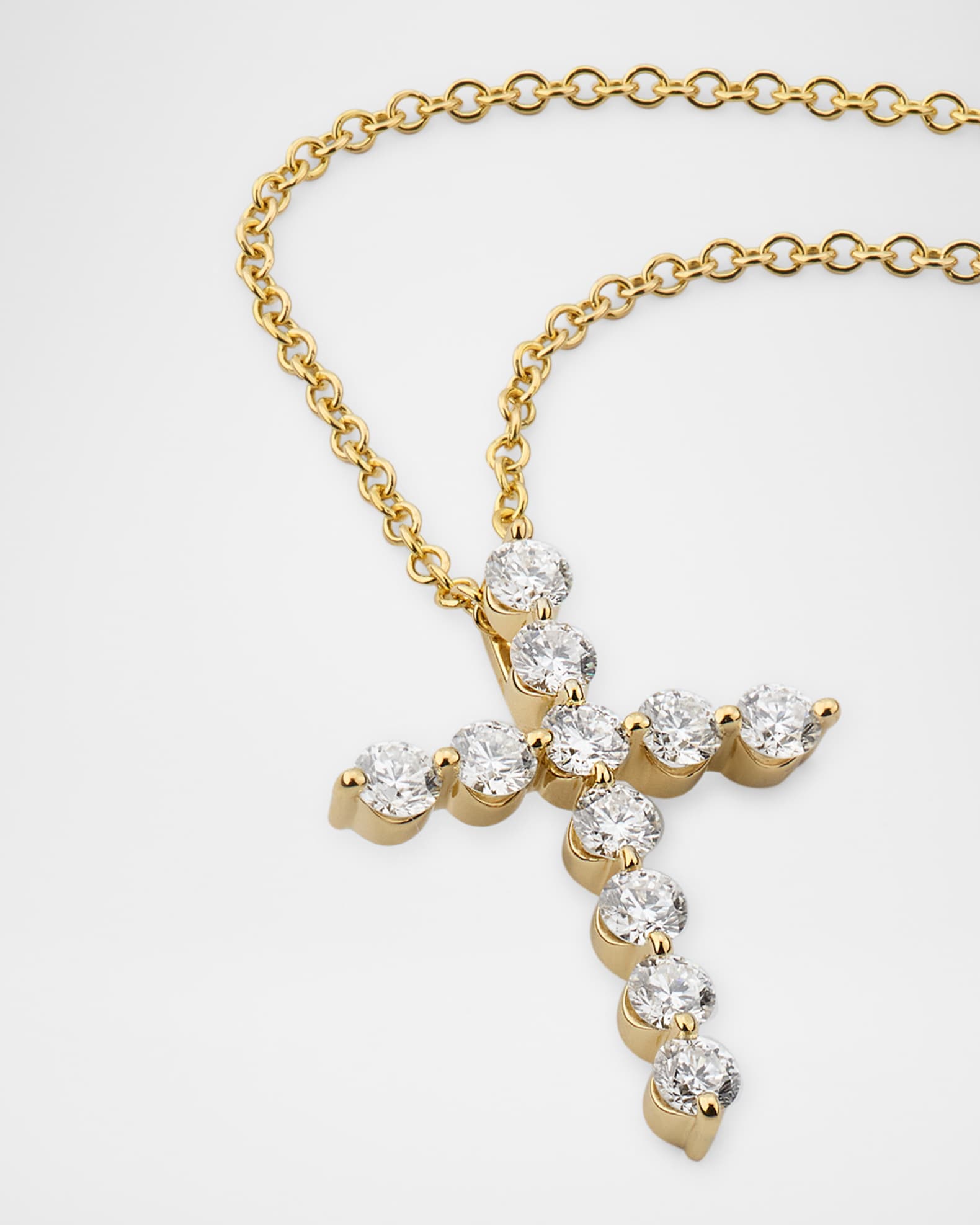 Neiman Marcus Diamonds 18K Yellow Gold Diamond Cross Pendant, 0.66tcw ...