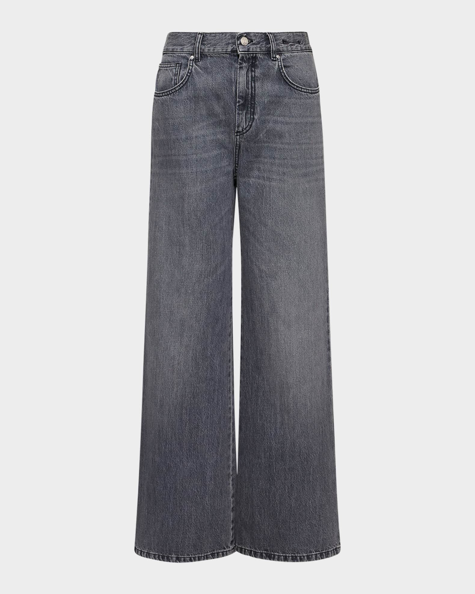 Marella Wide-Leg Cotton Denim Jeans | Neiman Marcus