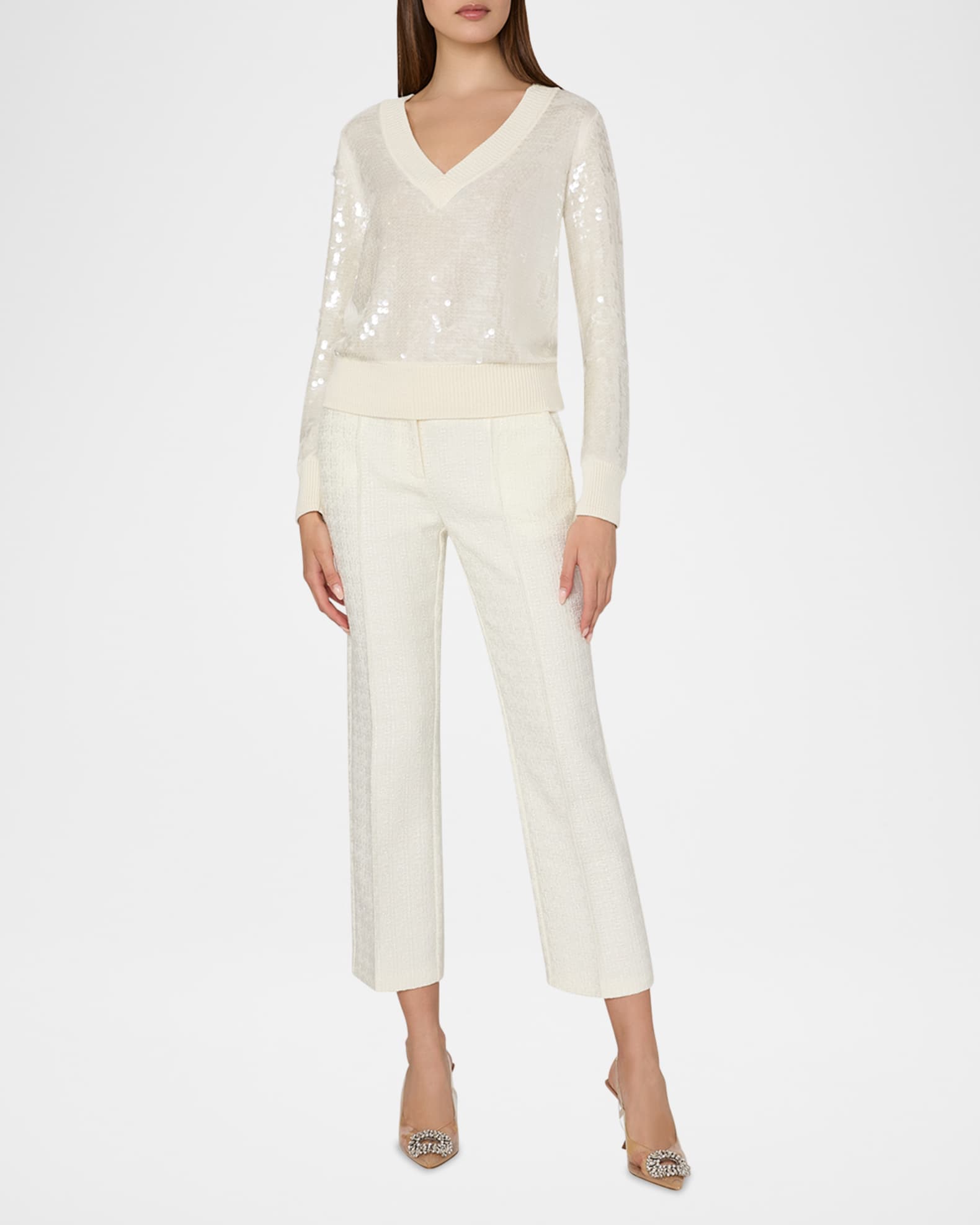 Milly Ilaria Sequin V-Neck Sweater | Neiman Marcus