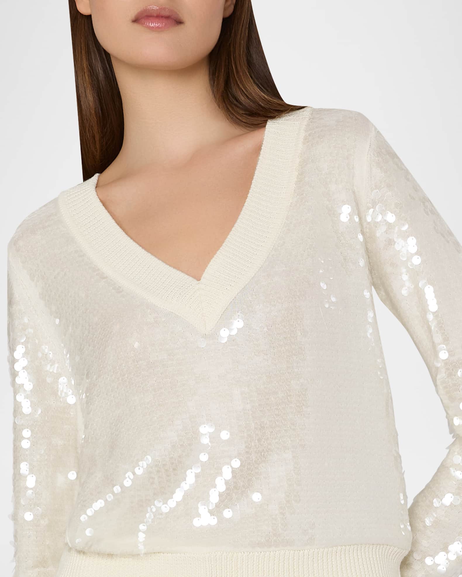 Milly Ilaria Sequin V-Neck Sweater | Neiman Marcus