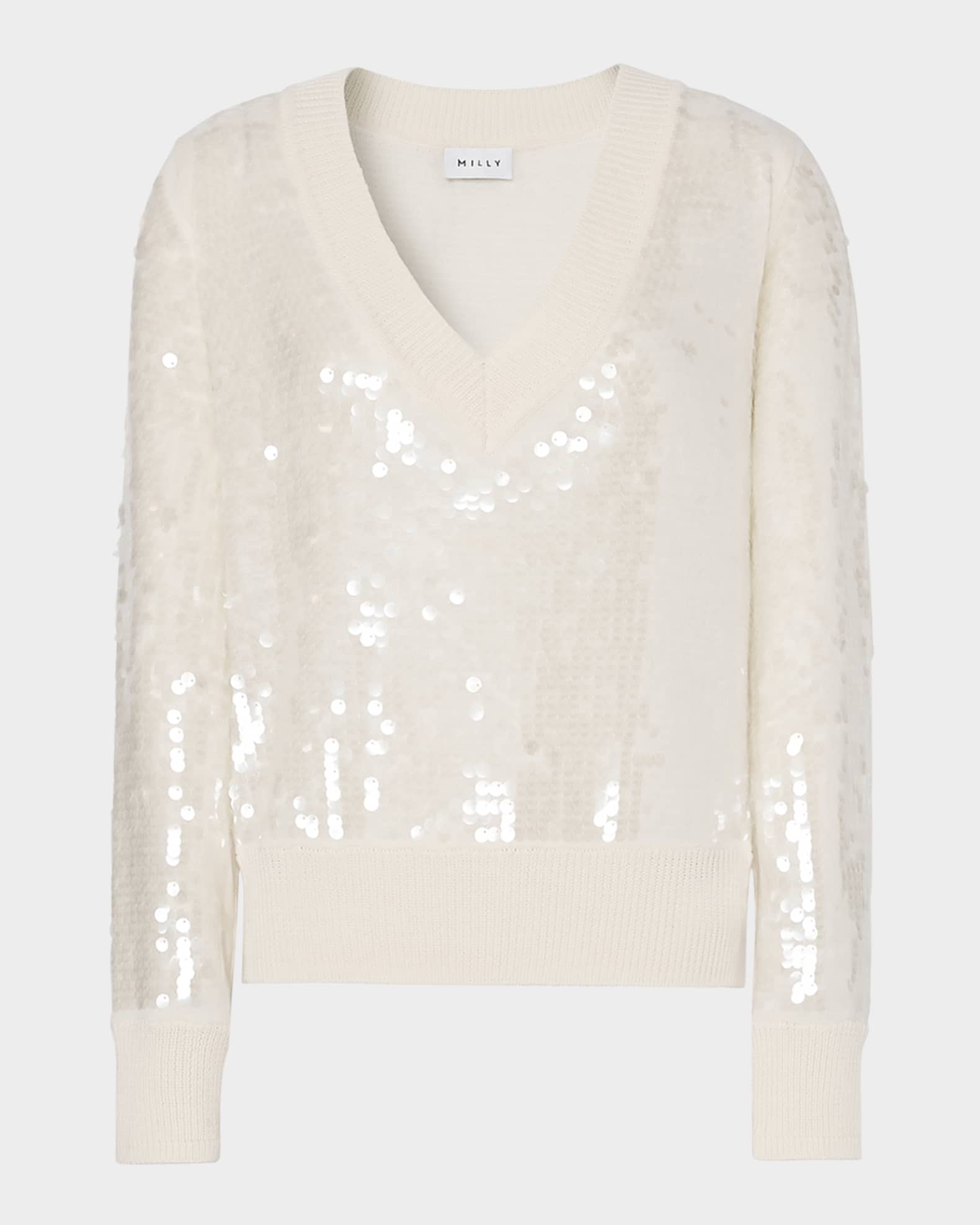 Milly Ilaria Sequin V-Neck Sweater | Neiman Marcus