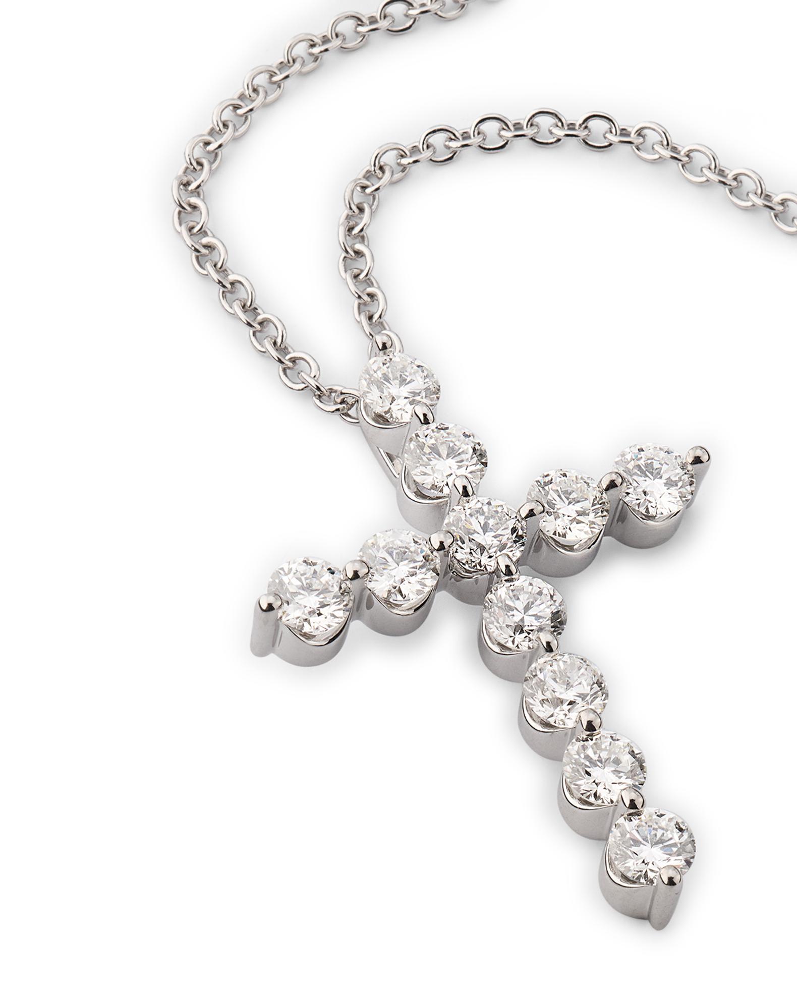 Neiman Marcus Diamonds 18K White Gold Diamond Cross Necklace, 20