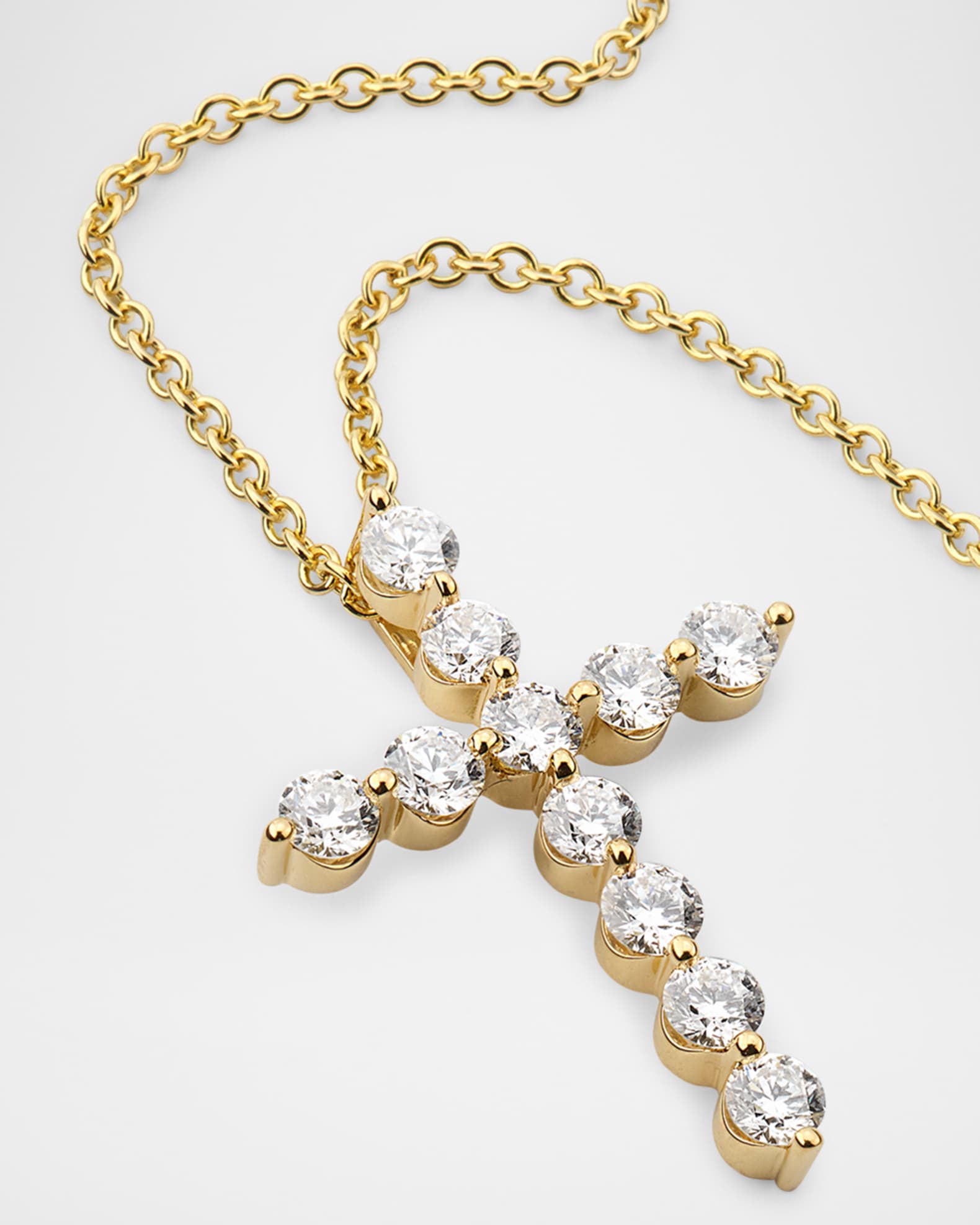 Neiman Marcus Diamonds 18K Yellow Gold Diamond Cross Necklace, 20"L, 1 ...