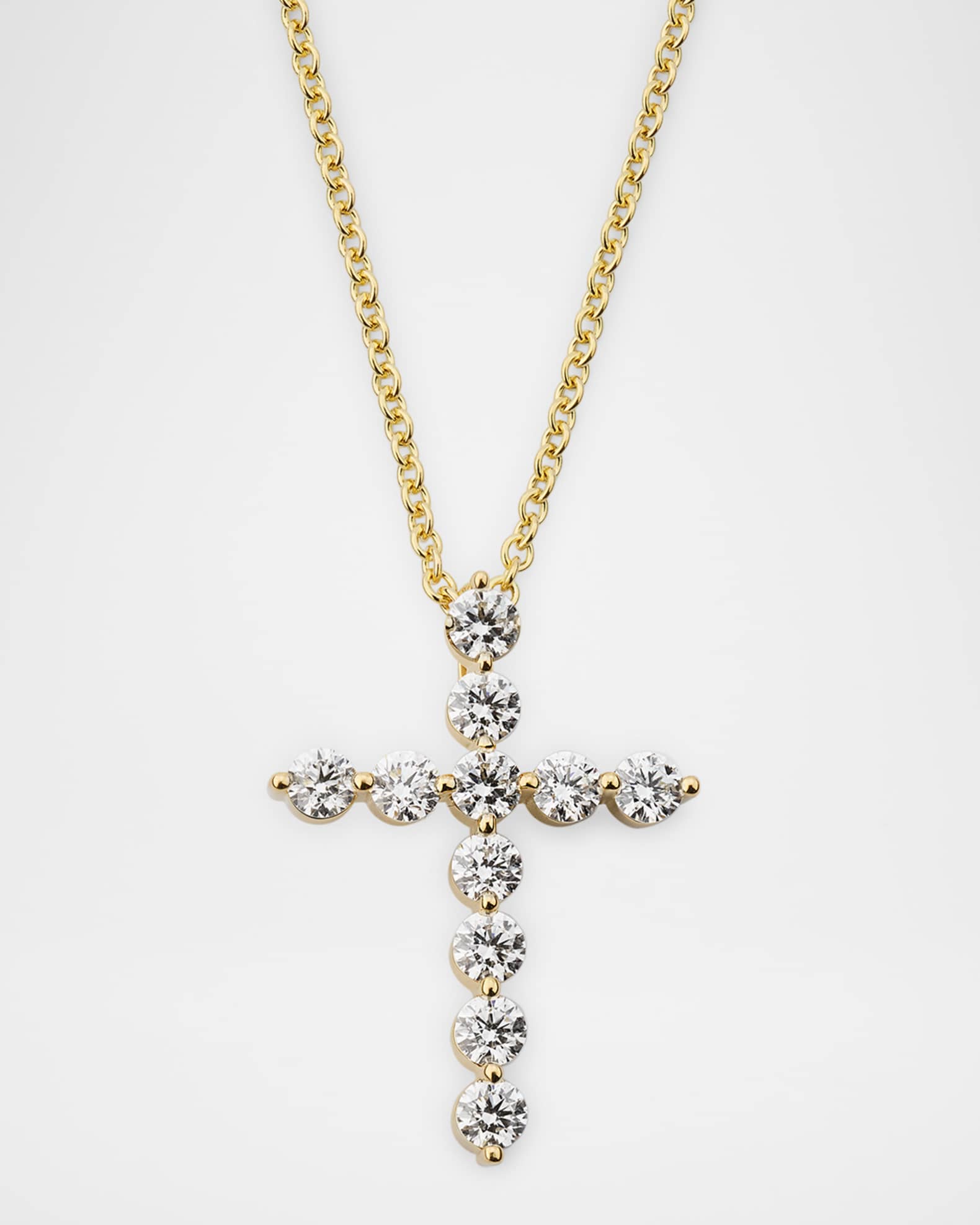Neiman Marcus Diamonds 18K Yellow Gold Diamond Cross Necklace, 20"L, 1 ...