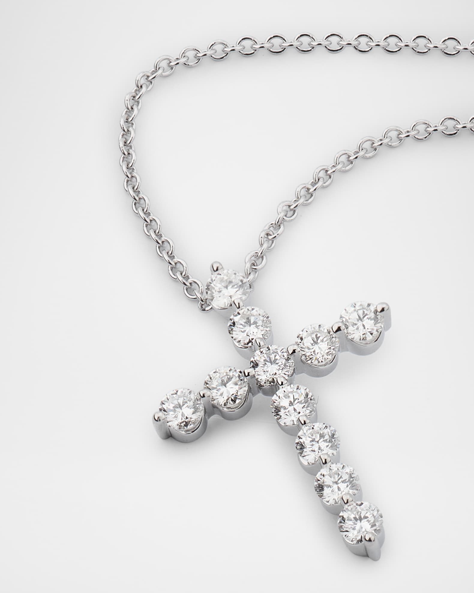 Neiman Marcus Diamonds 18K White Gold Diamond Cross Necklace, 20"L, 0 ...