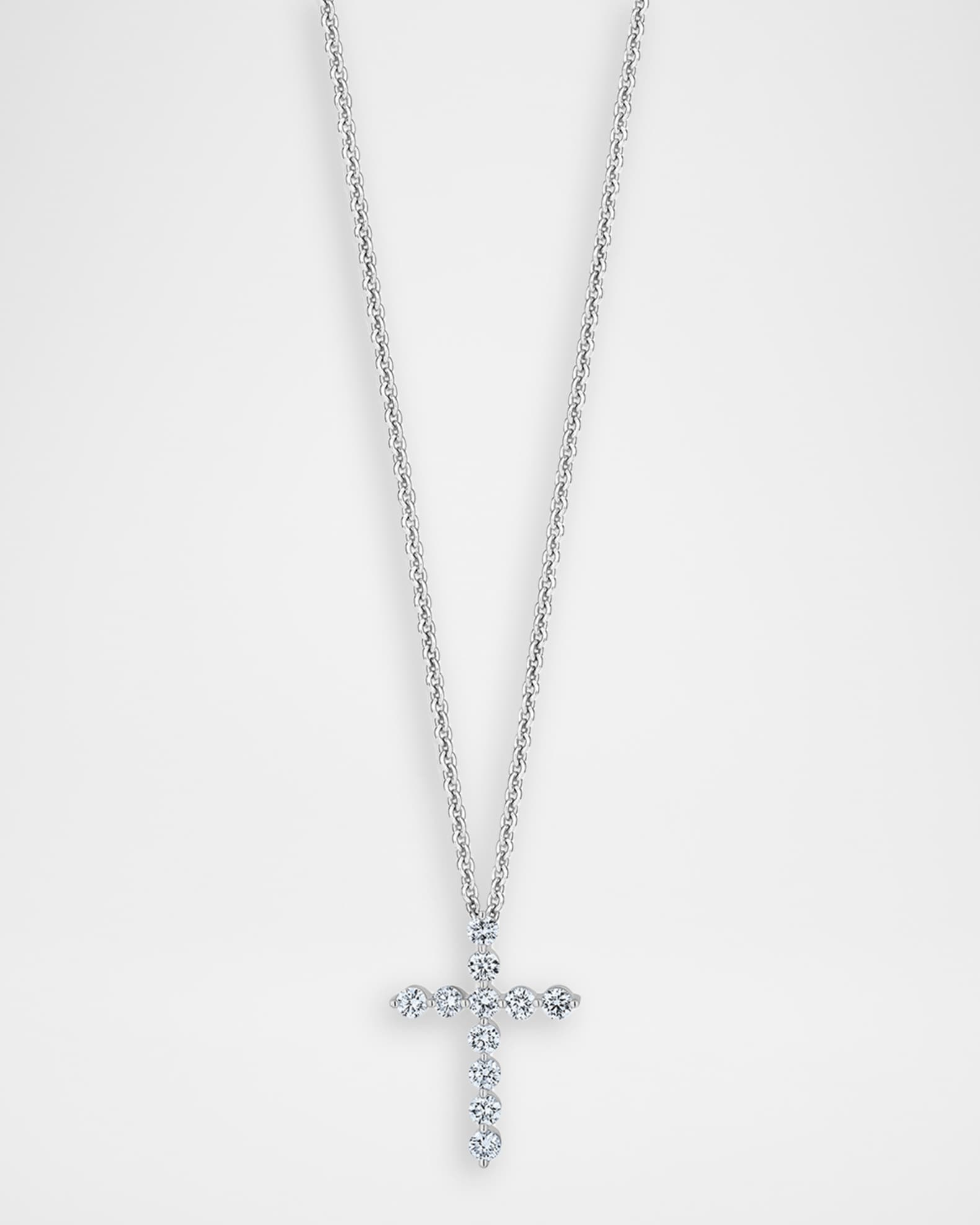 Neiman Marcus Diamonds 18K White Gold Diamond Cross Necklace, 20"L, 0 ...