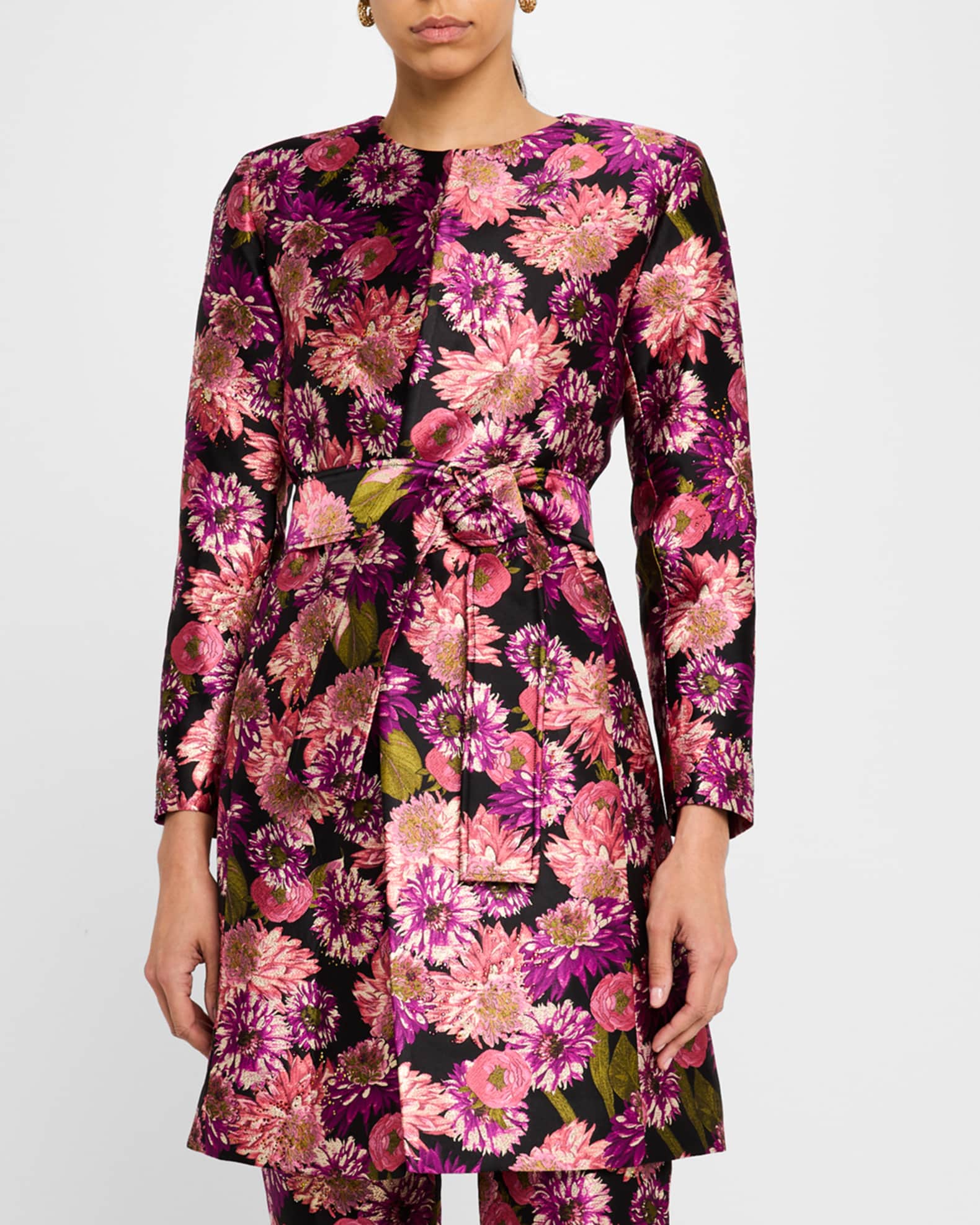 Libertine Vienna Pink Wish Jacquard Collarless Coat | Neiman Marcus
