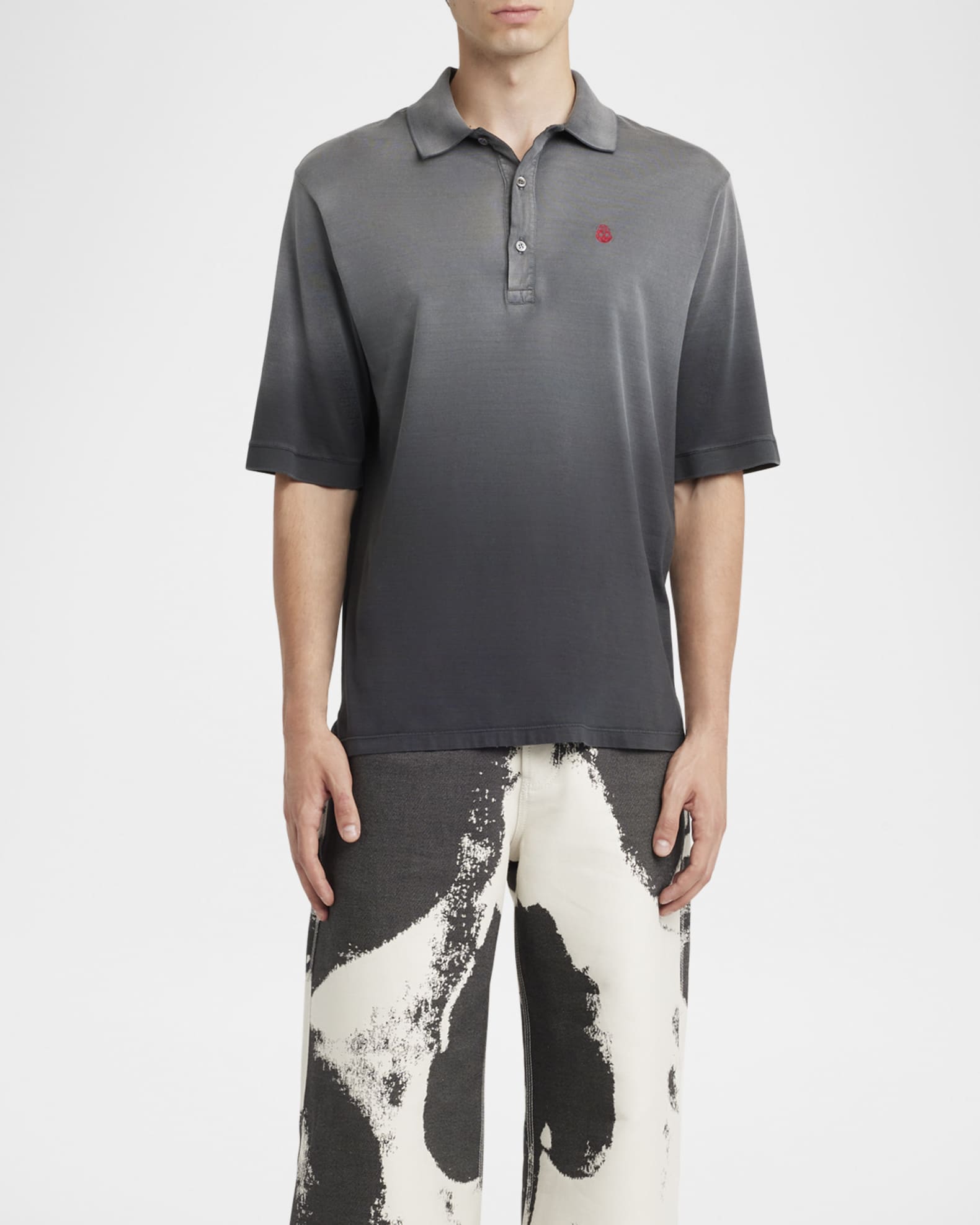 McQueen Men's Oversized Faded Polo Shirt | Neiman Marcus