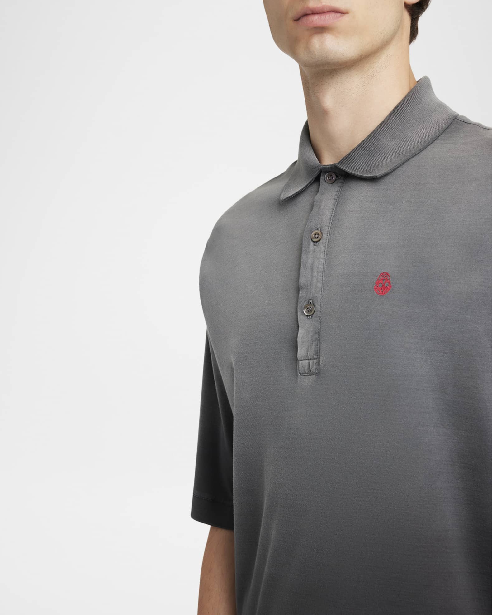 McQueen Men's Oversized Faded Polo Shirt | Neiman Marcus