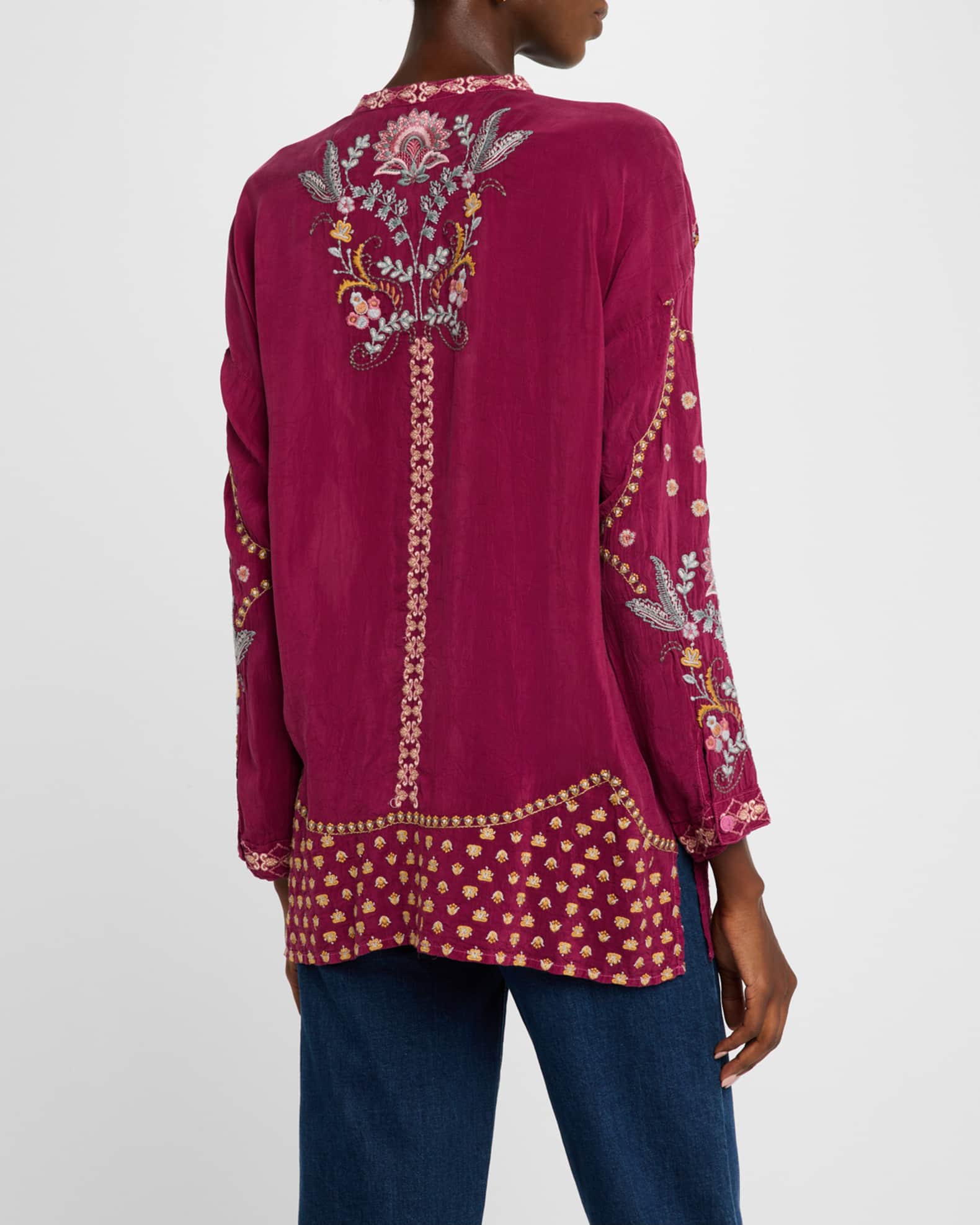Johnny Was Emmea Audrey Floral-Embroidered Tunic | Neiman Marcus