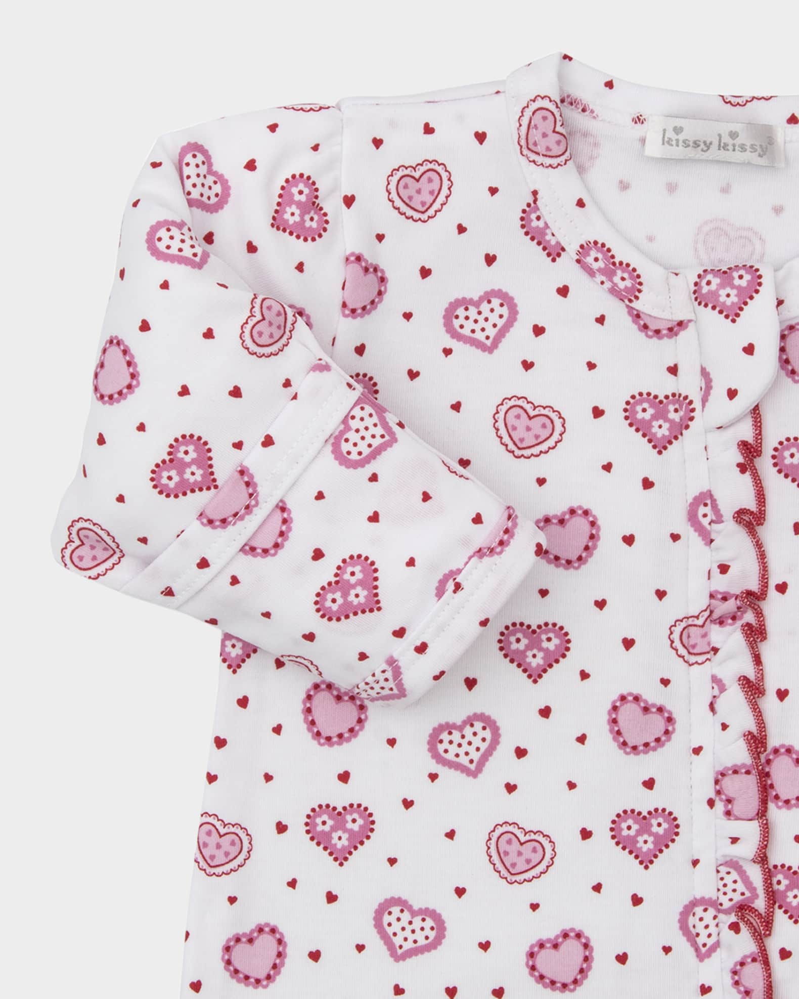 Kissy Kissy Girl's Heartfelt Hearts Zip Up Footie, Size Newborn-9M ...
