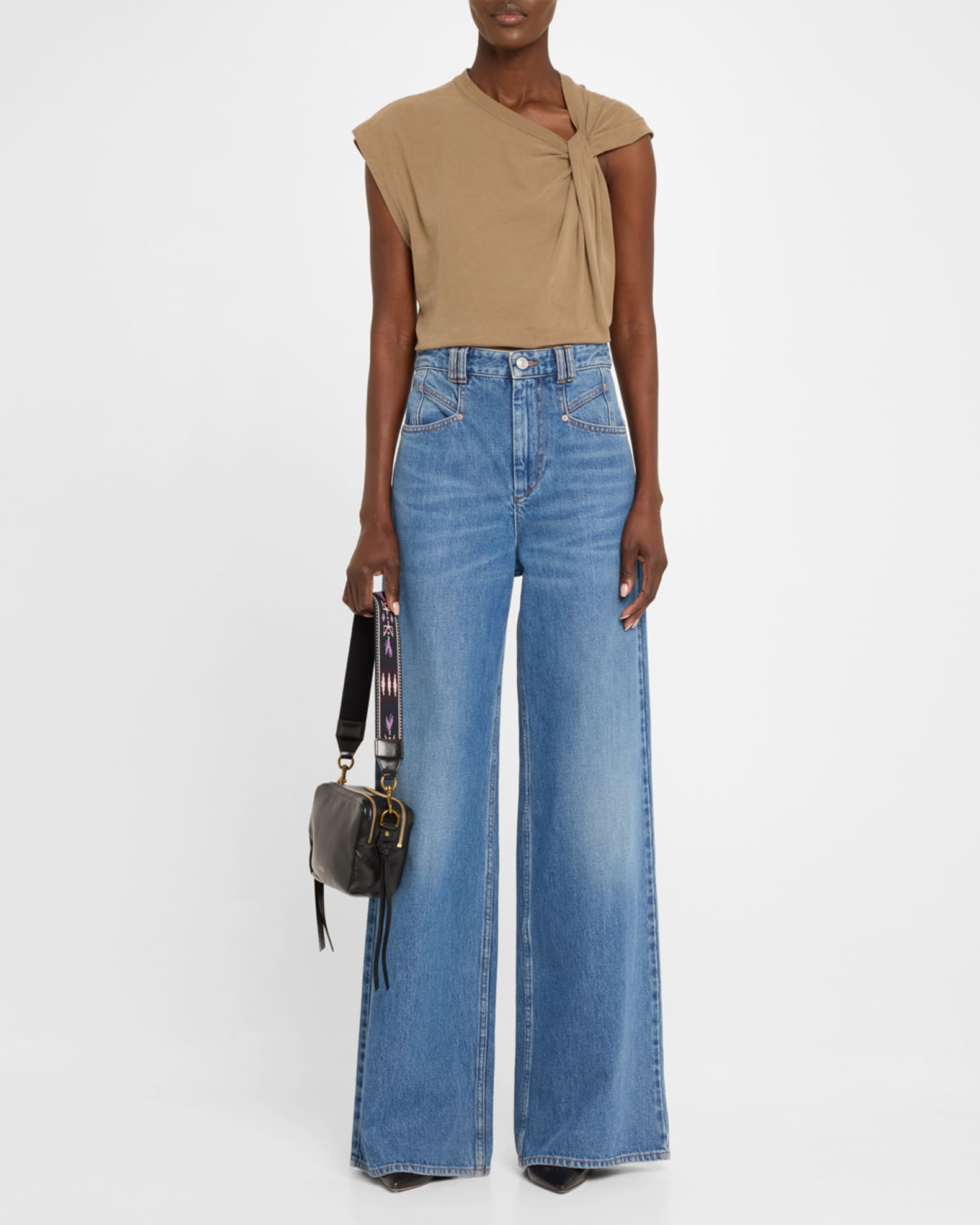 Isabel Marant Wardy Zip Leather Camera Shoulder Bag | Neiman Marcus