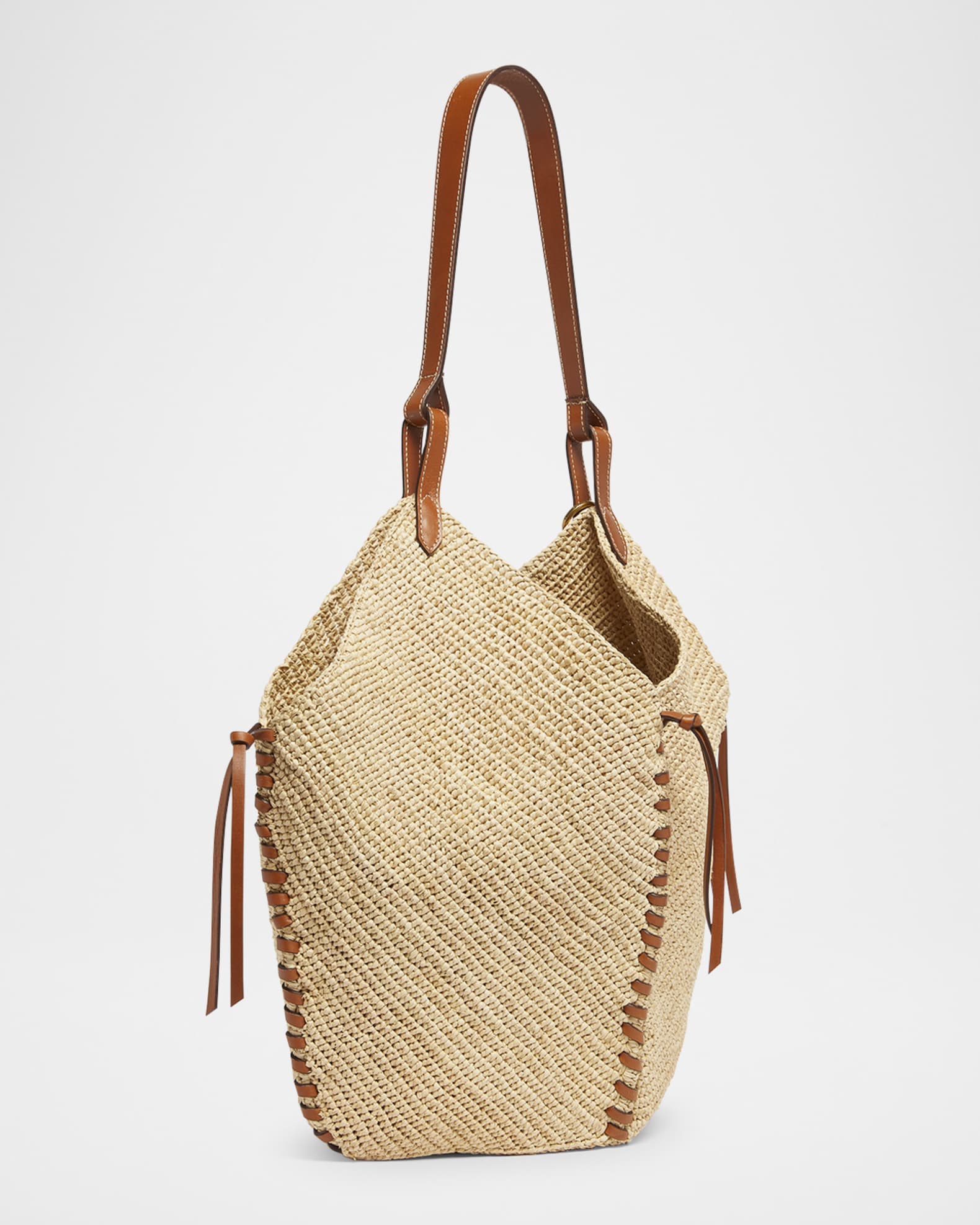Isabel Marant Tampa Raffia & Leather Shoulder Bag | Neiman Marcus