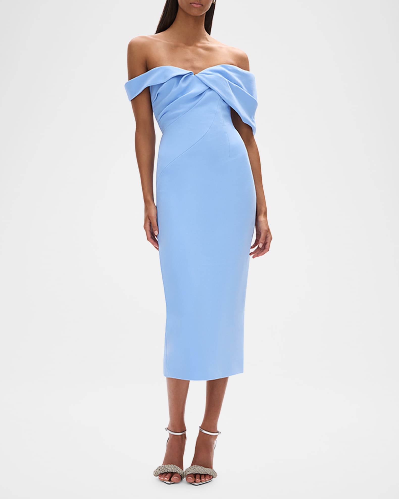 Rachel Gilbert Mattie Off-The-Shoulder Midi Dress | Neiman Marcus