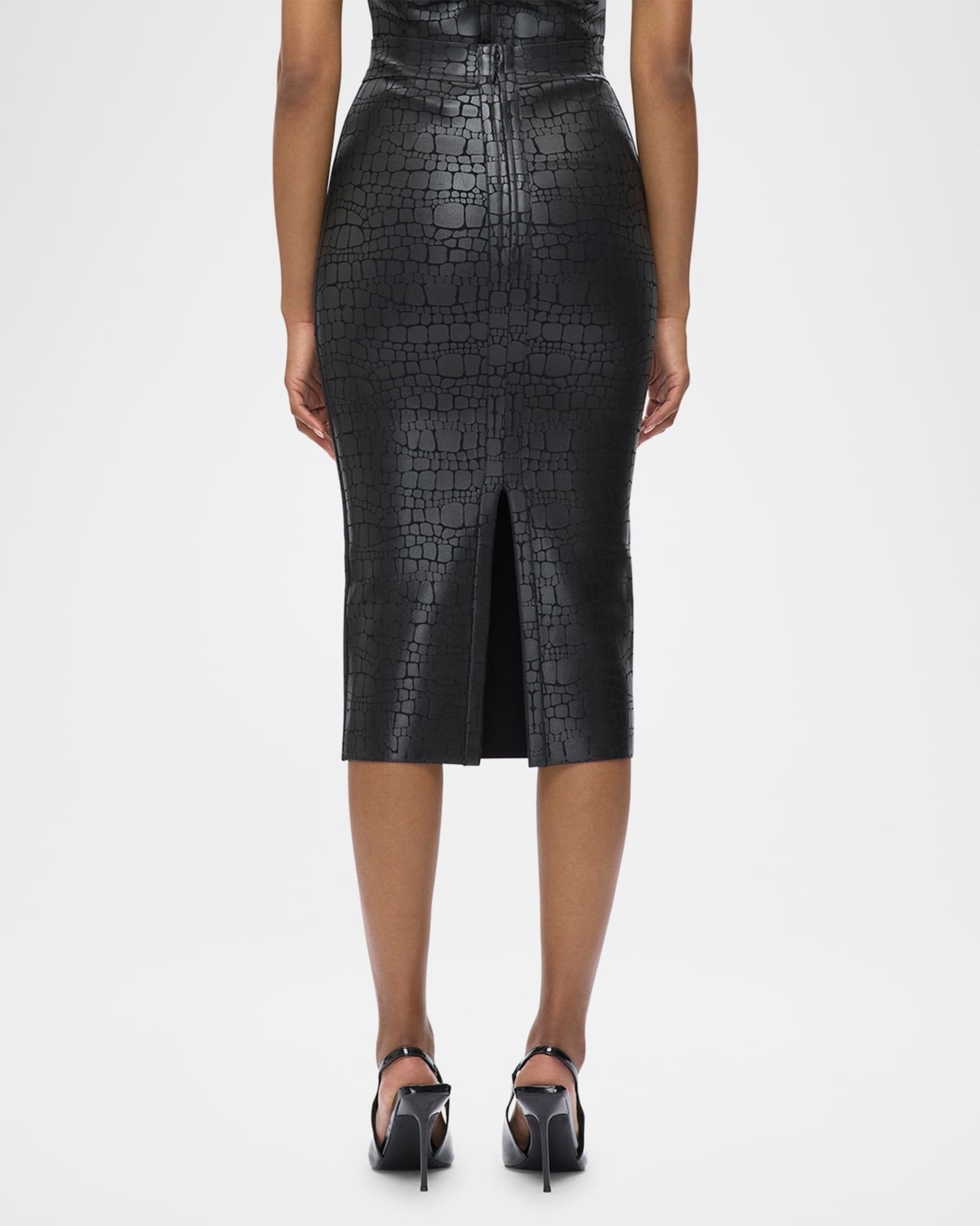 Herve Leger Parker Croc-Embossed Skirt | Neiman Marcus
