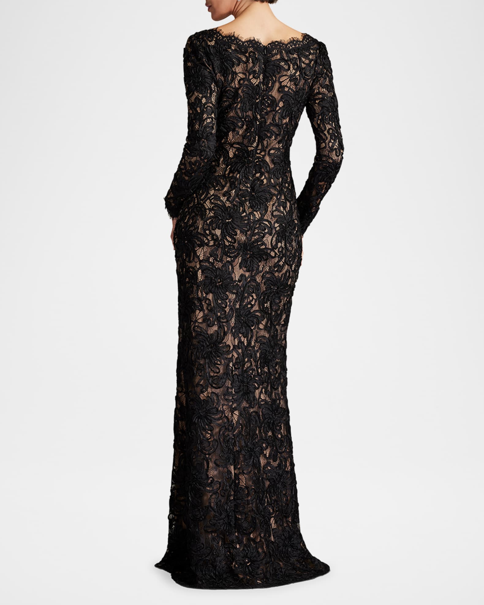 SHO by Tadashi Shoji Eyelash Floral Lace Column Gown | Neiman Marcus