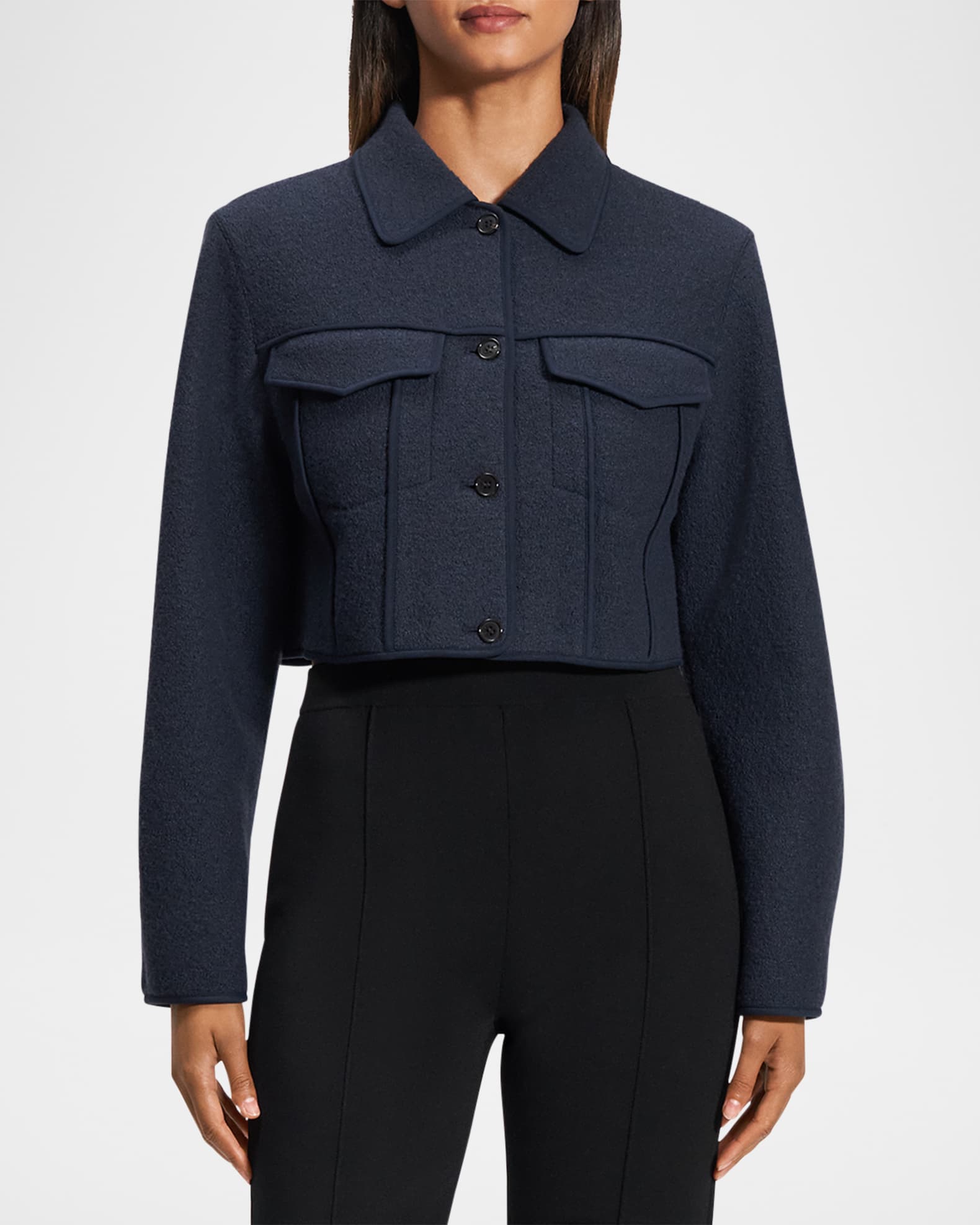 Theory Crop Boucle Trucker Jacket | Neiman Marcus