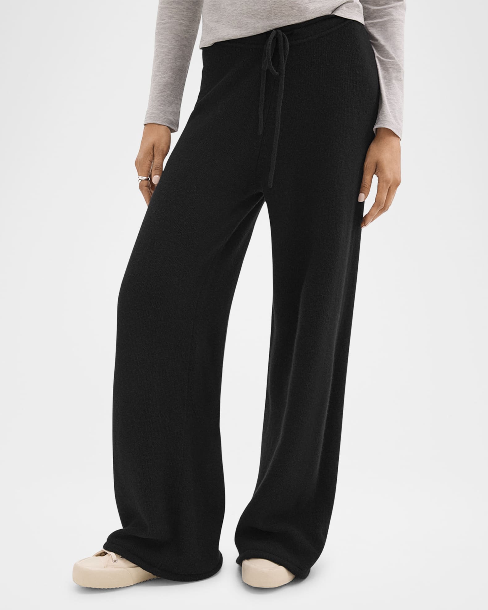 Drawstring Wool Cashmere Track Pants | Neiman Marcus