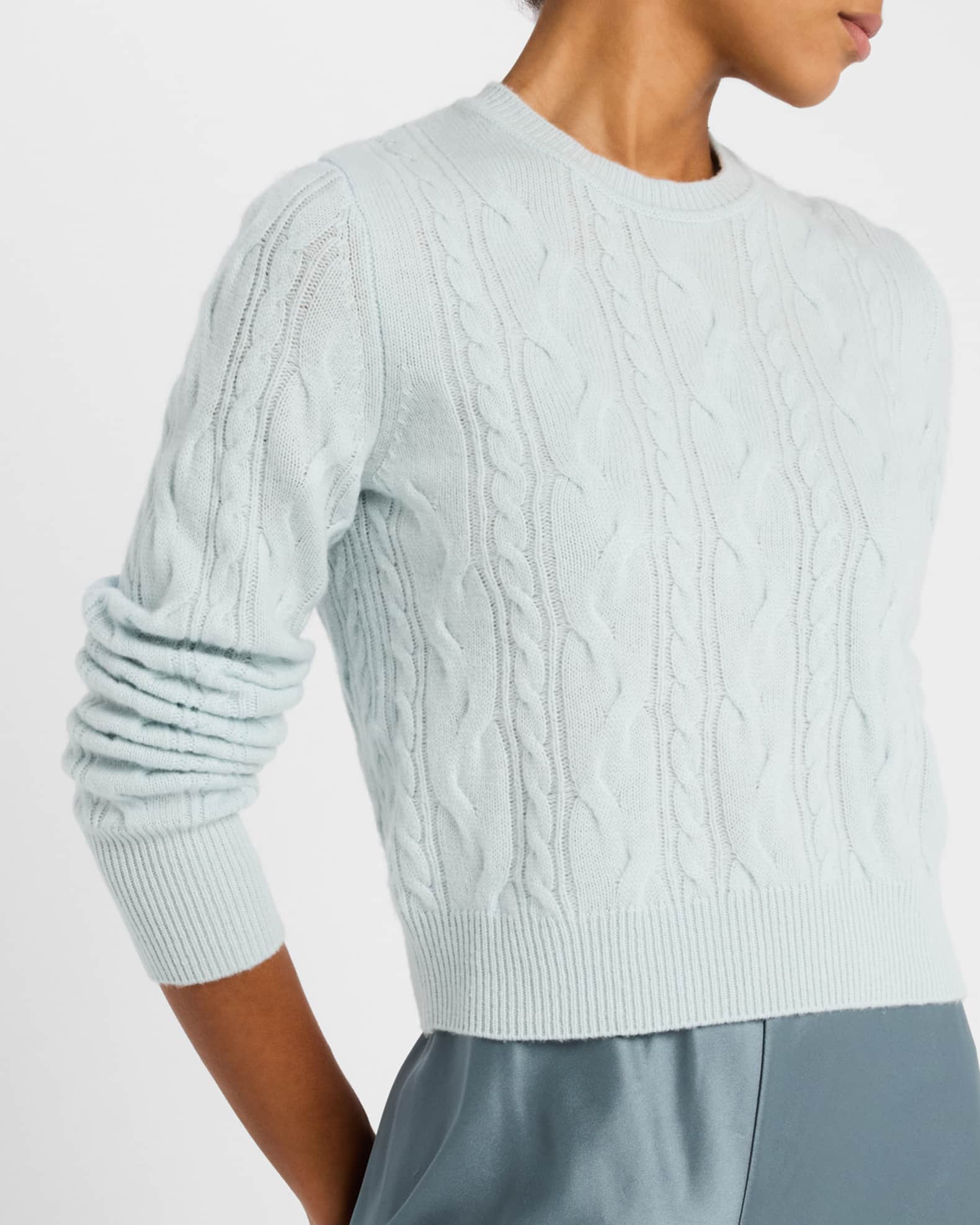 La Ligne Cashmere Shrunken Cable-Knit Sweater | Neiman Marcus