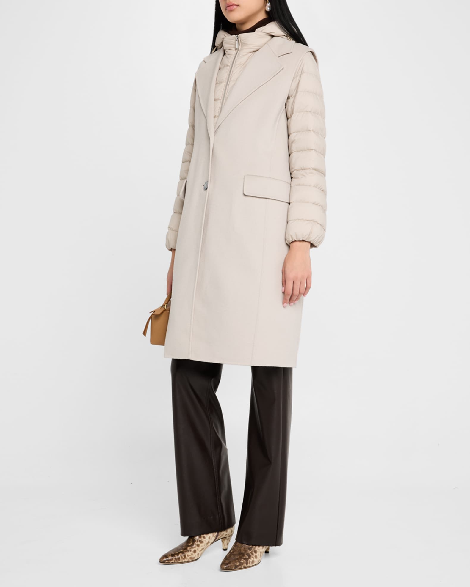 MooRER Jaya Wool-Cashmere Overcoat with Detachable Puffer | Neiman Marcus