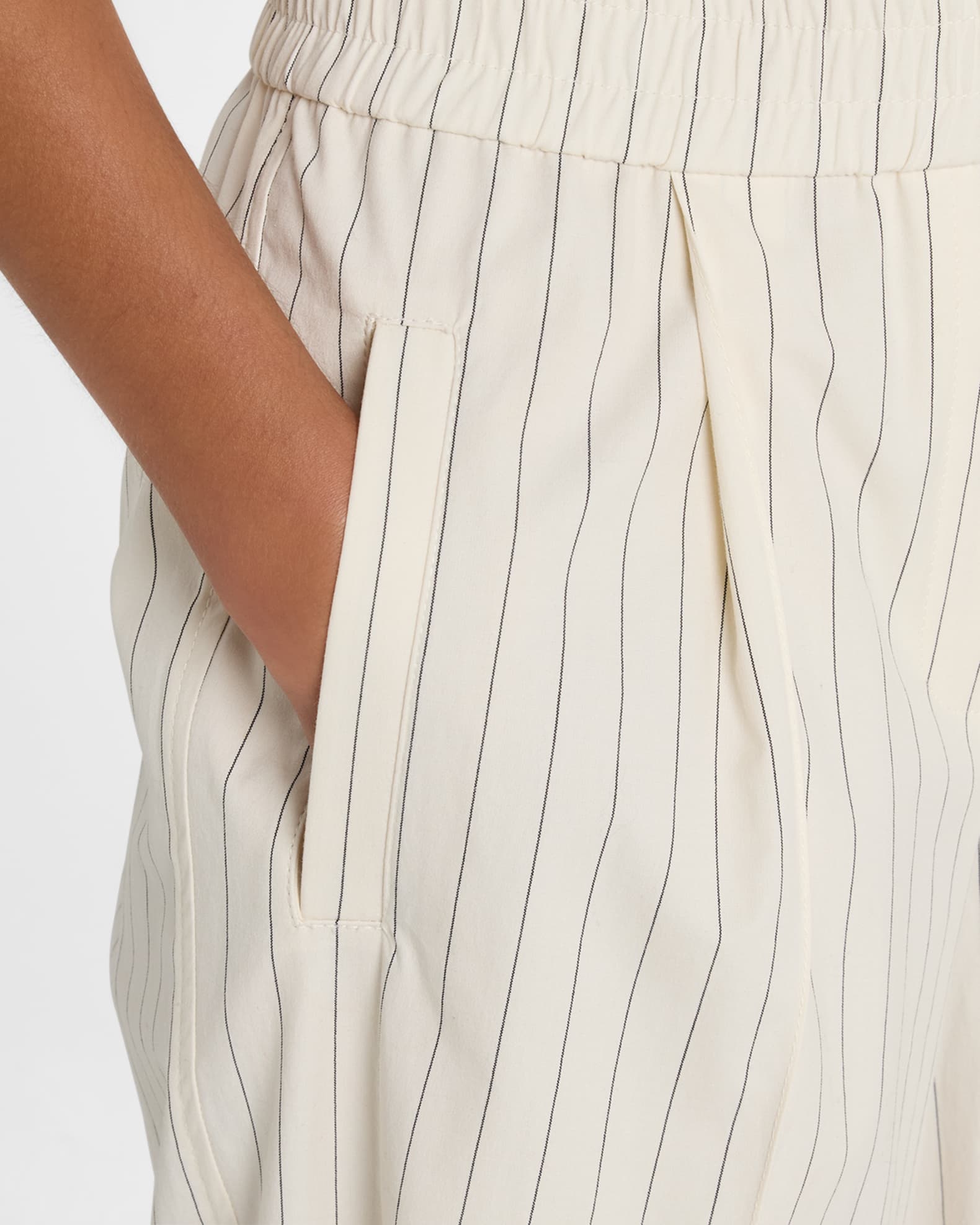 Brunello Cucinelli Pinstripe Wide Leg Poplin Pants | Neiman Marcus