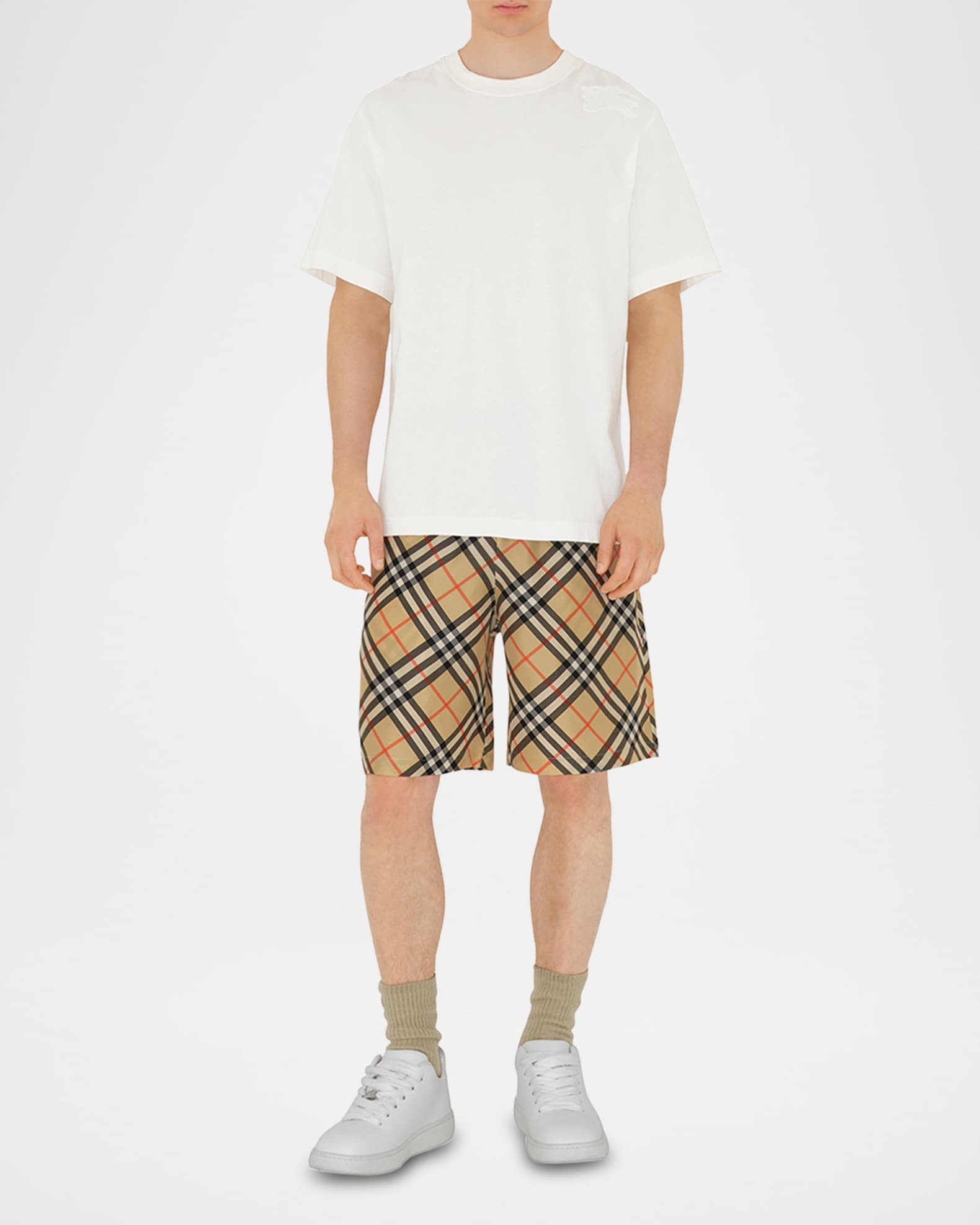 Burberry Men's Silk Check Shorts | Neiman Marcus