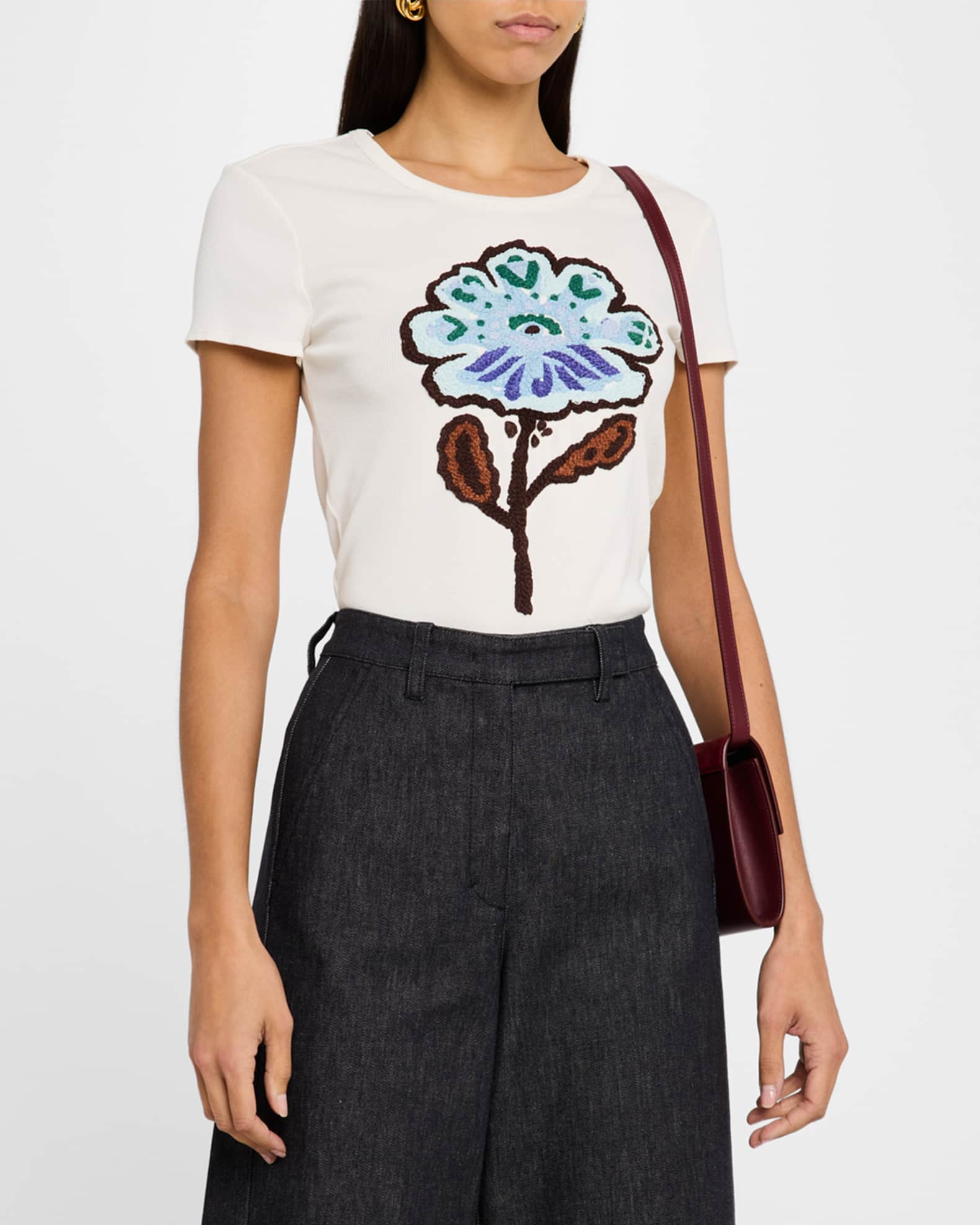 DOROTHEE SCHUMACHER Powerful Flower Embroidered Crewneck Shirt | Neiman ...