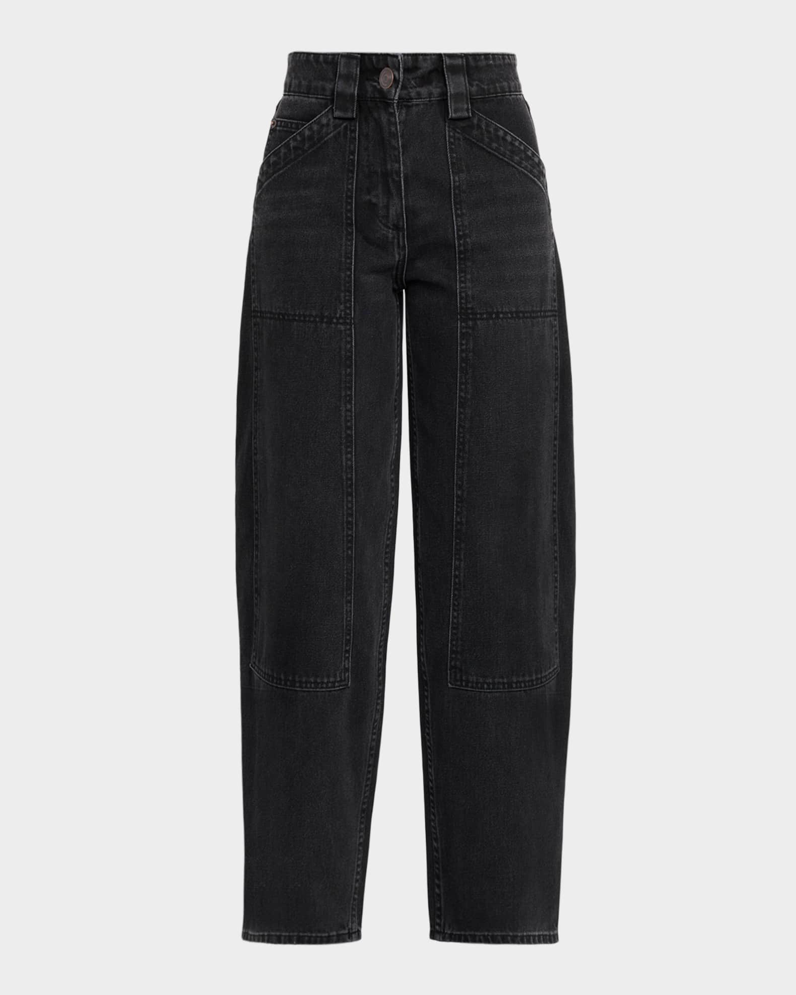 Co High-Rise Denim Crop Balloon Pants | Neiman Marcus