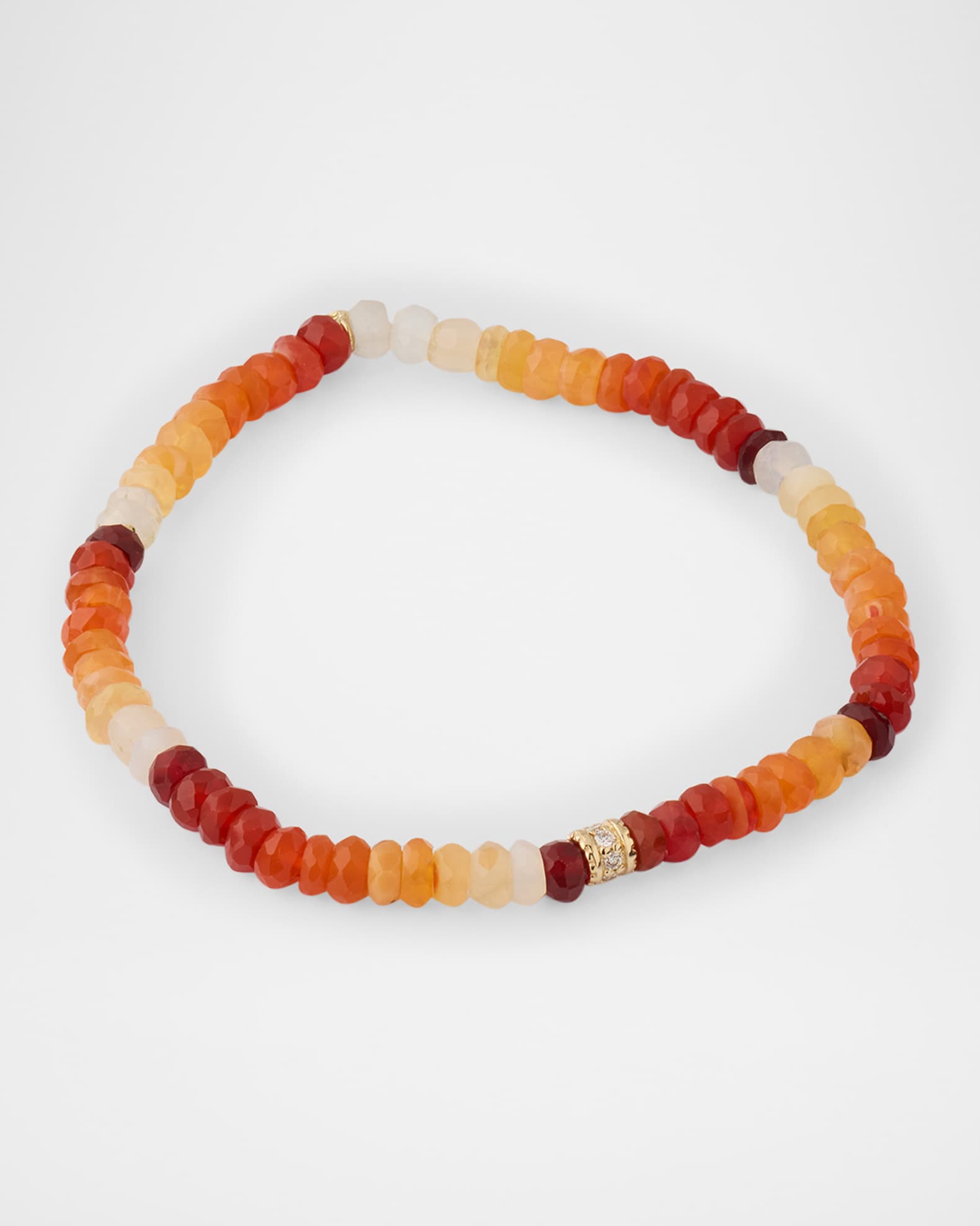 Sydney Evan Scallop Edge Pave Diamond Rondelle on Fire Opal Faceted ...