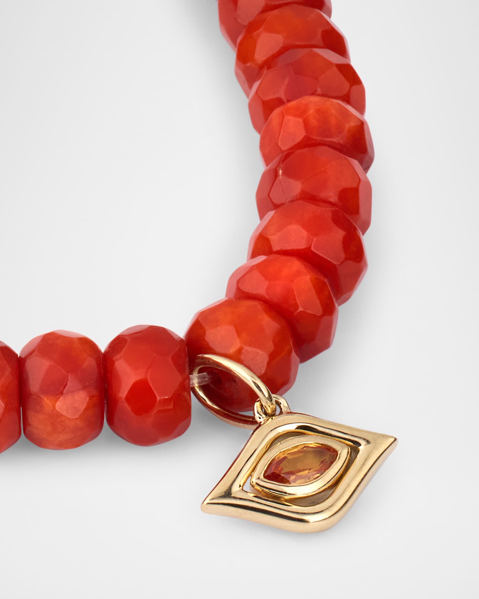 Sydney Evan Marquise Floating Evil Eye Charm with Orange Sapphire on ...