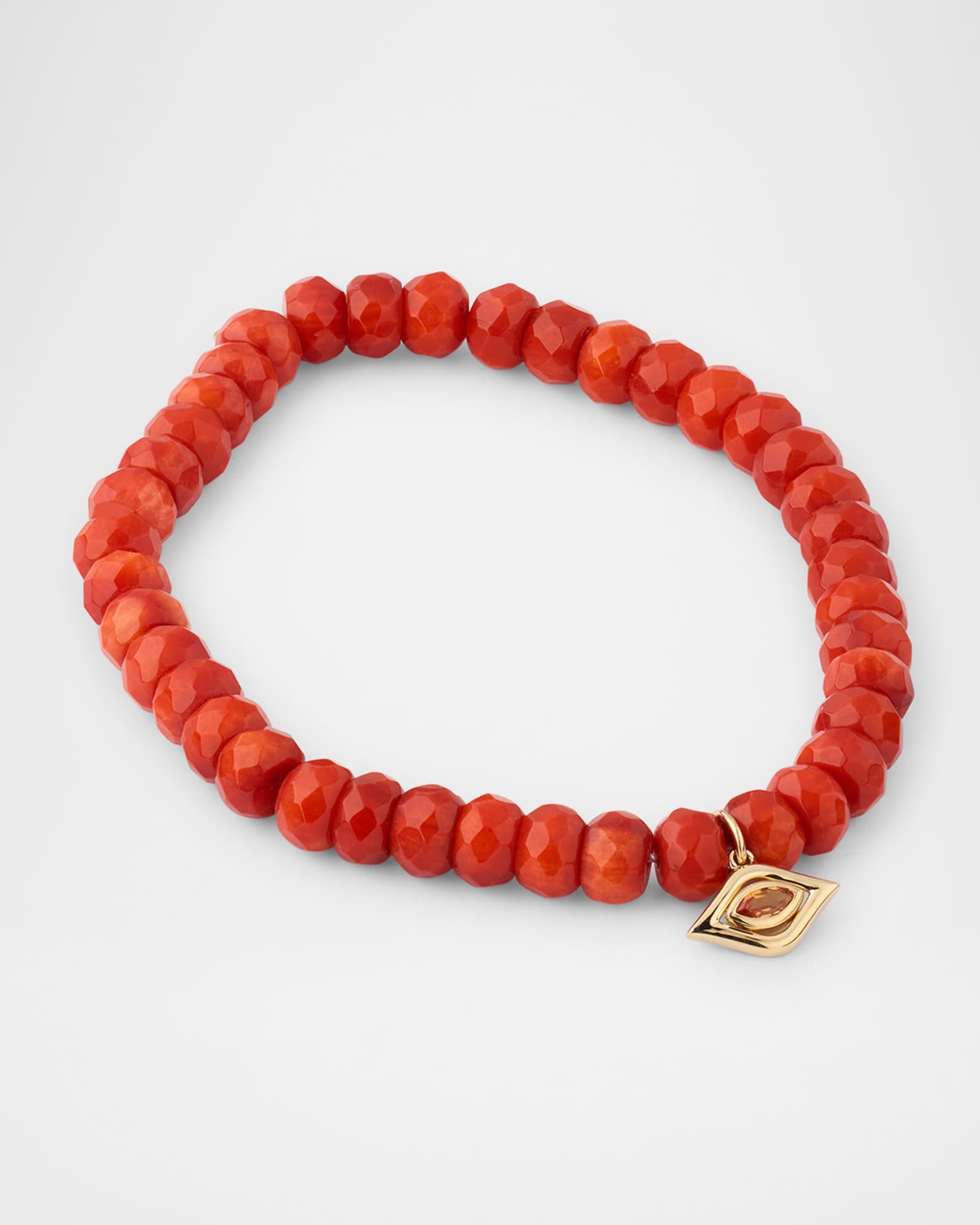 Sydney Evan Marquise Floating Evil Eye Charm with Orange Sapphire on ...