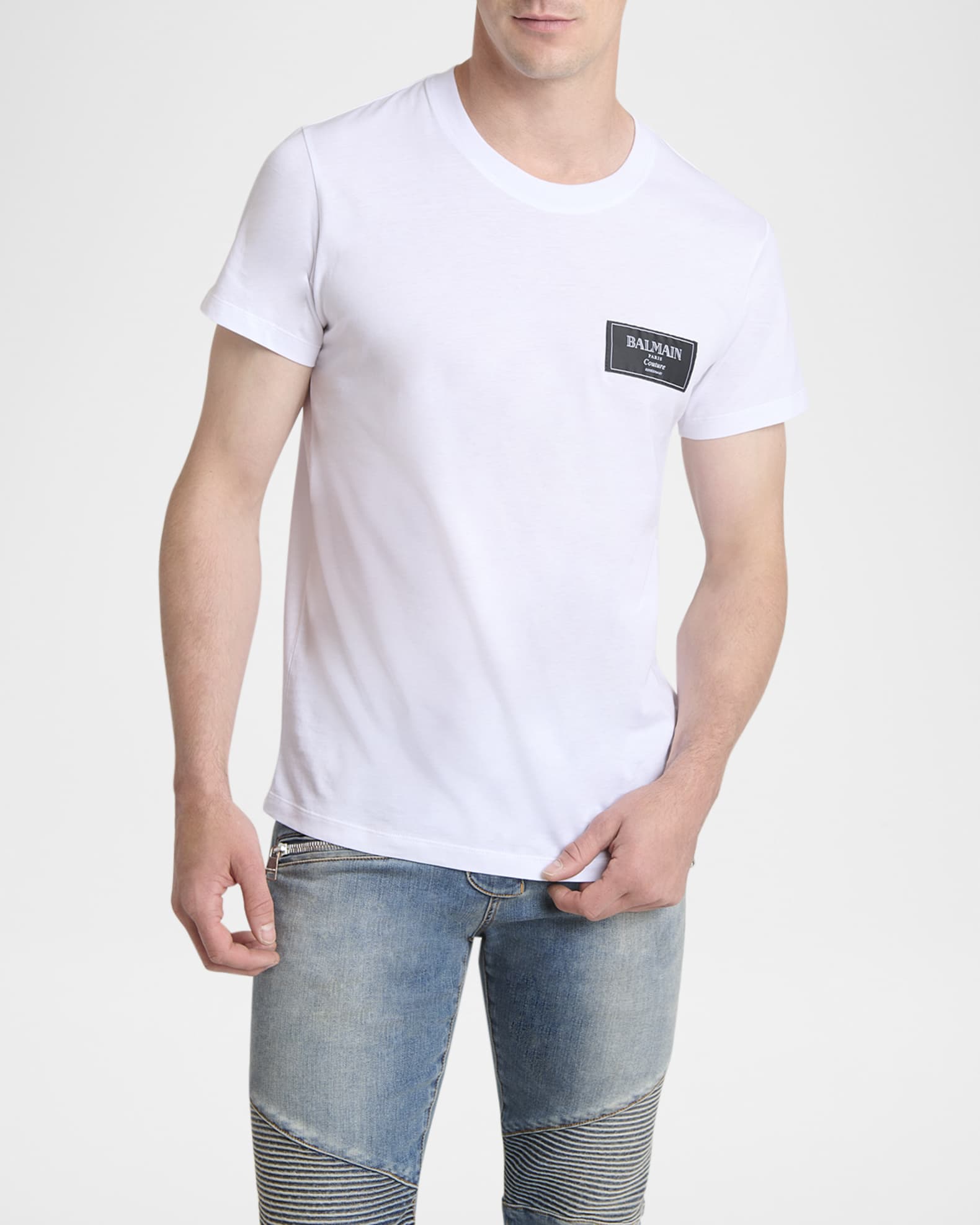 Balmain Men's Couture Label T-Shirt | Neiman Marcus
