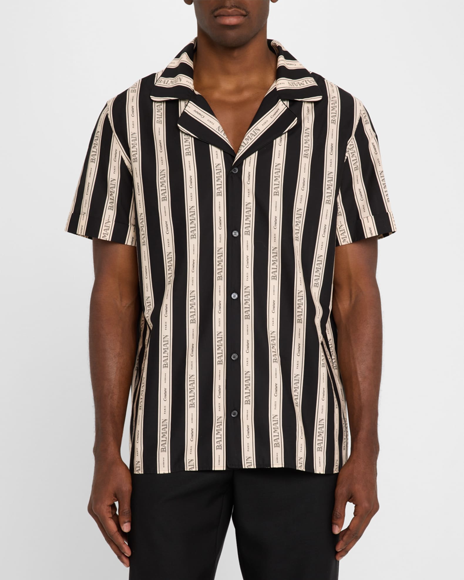 Balmain Men's Ribbon Jacquard Button-Down Shirt | Neiman Marcus