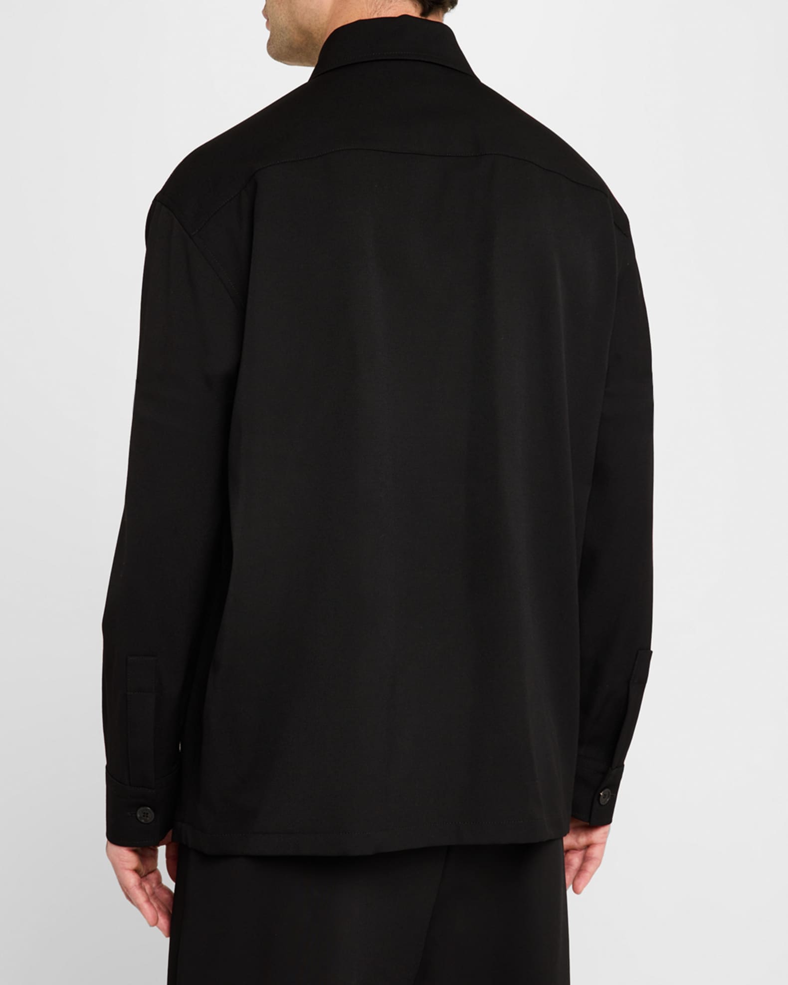 Balmain Men's Couture Label Wool Overshirt | Neiman Marcus