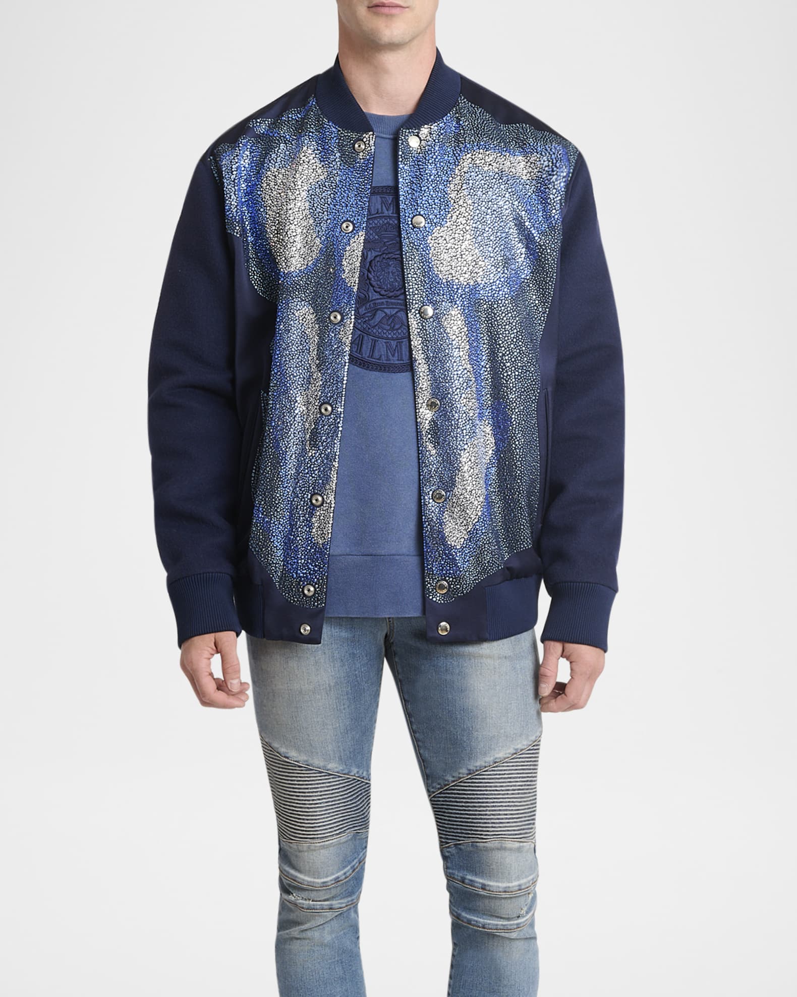 Balmain Men's Crystal Bomber Jacket | Neiman Marcus
