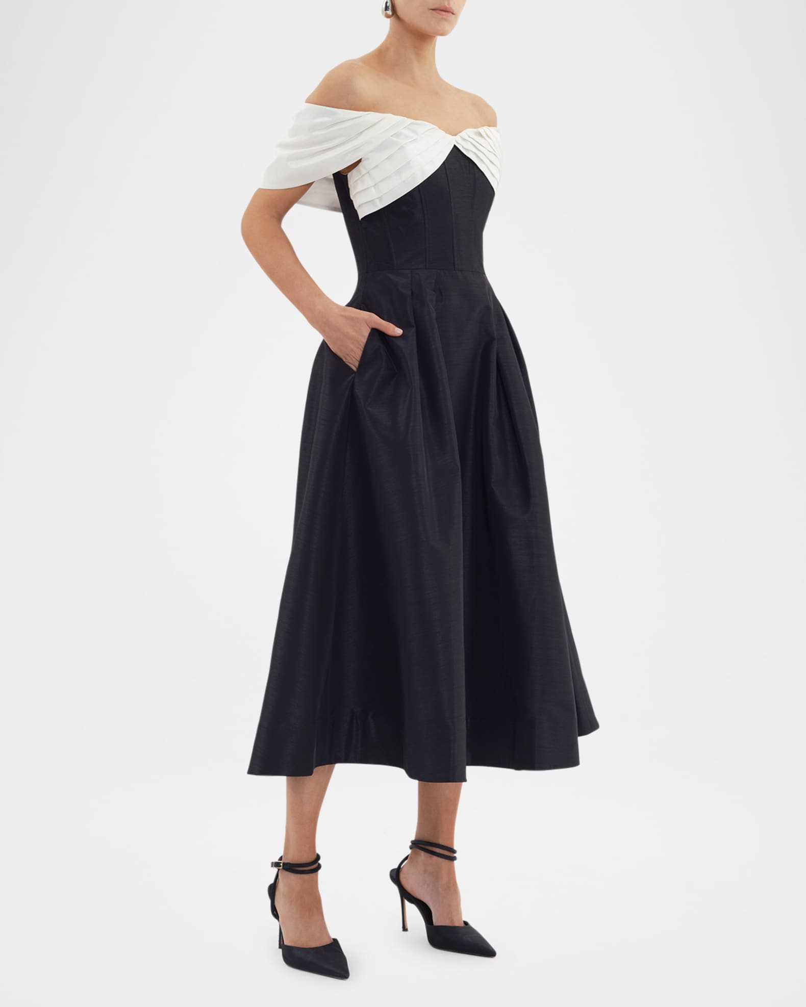 REBECCA VALLANCE Eliza Bicolor Strapless Midi Dress | Neiman Marcus