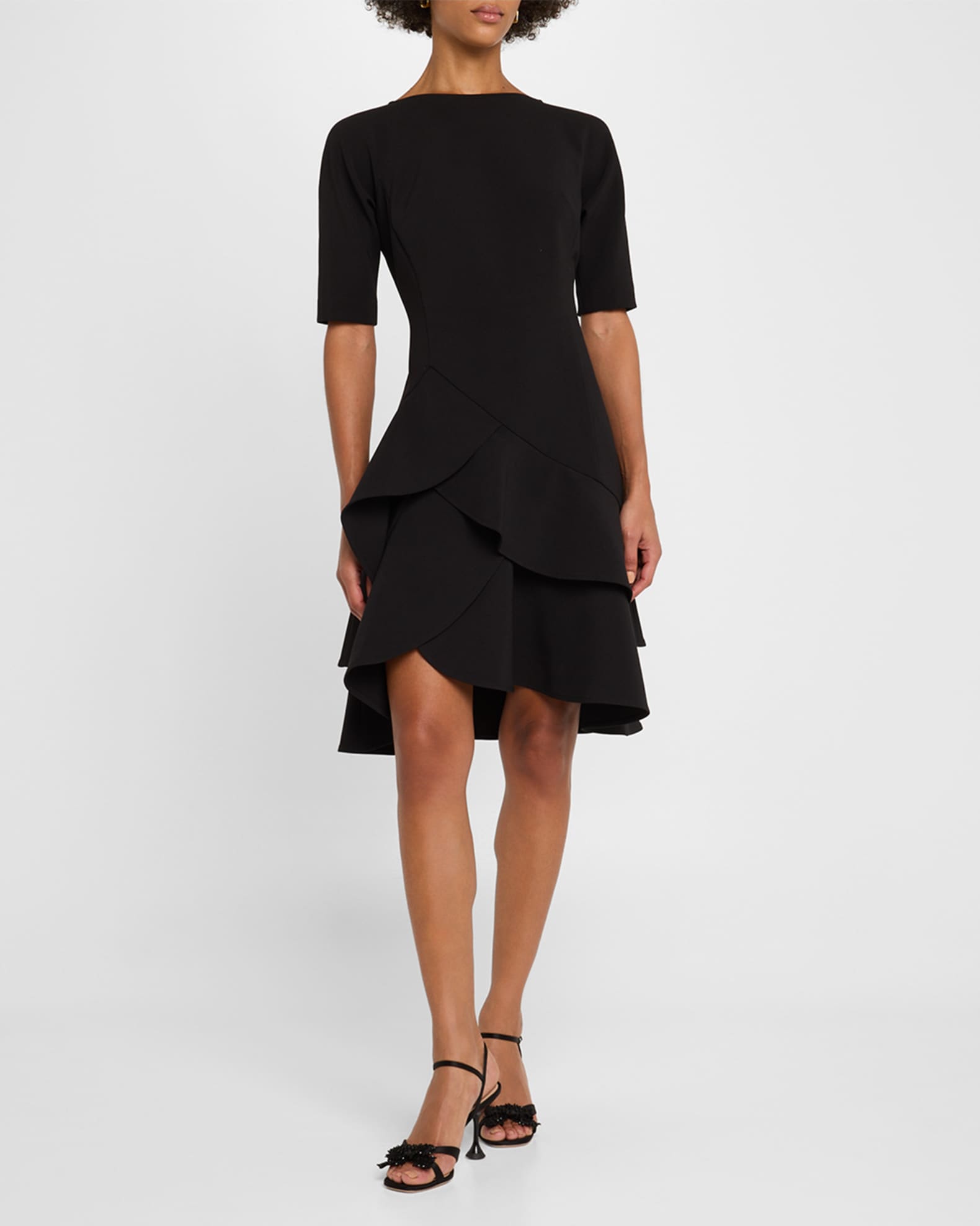 Rickie Freeman for Teri Jon Ruffle Stretch Crepe Dress | Neiman Marcus