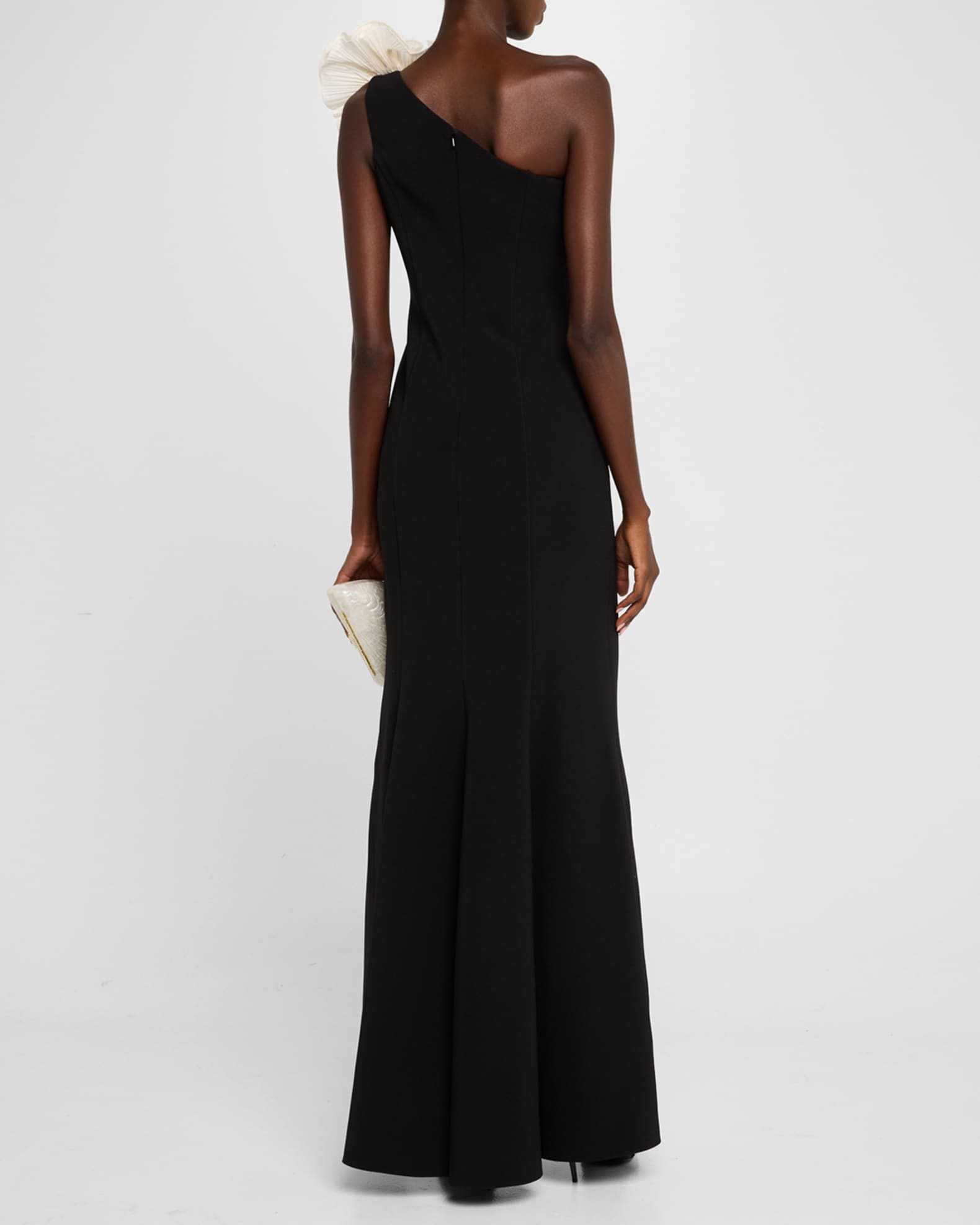 Rickie Freeman for Teri Jon One-Shoulder Crepe Gown | Neiman Marcus