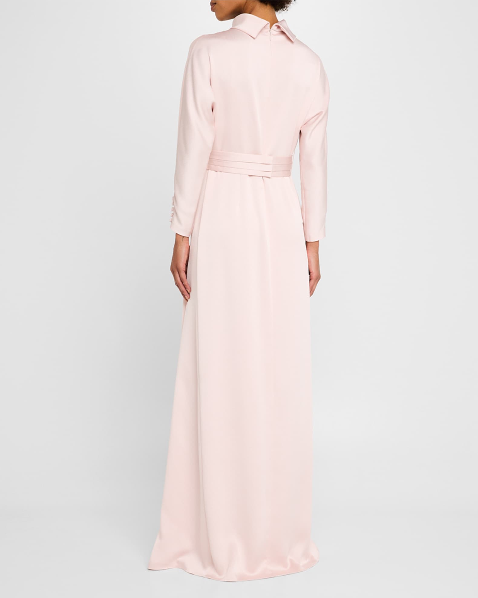 Rickie Freeman for Teri Jon Mock-Neck Crepe Back Satin Gown | Neiman Marcus